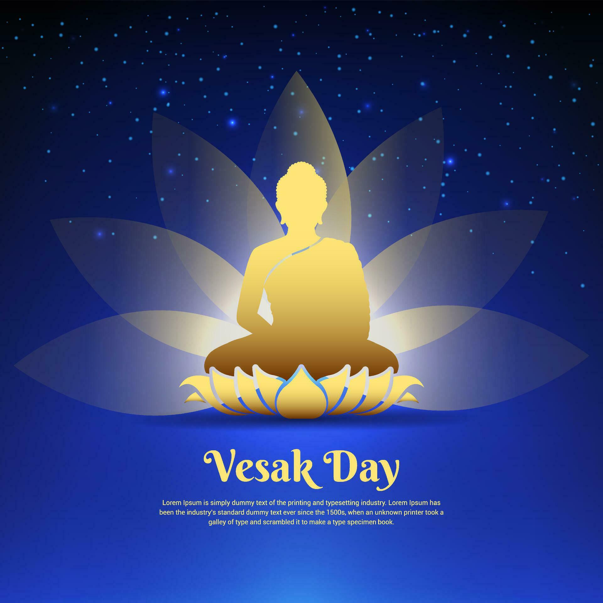 Vesak Day design with Buddha vector. Celebration Vesak Day background ...