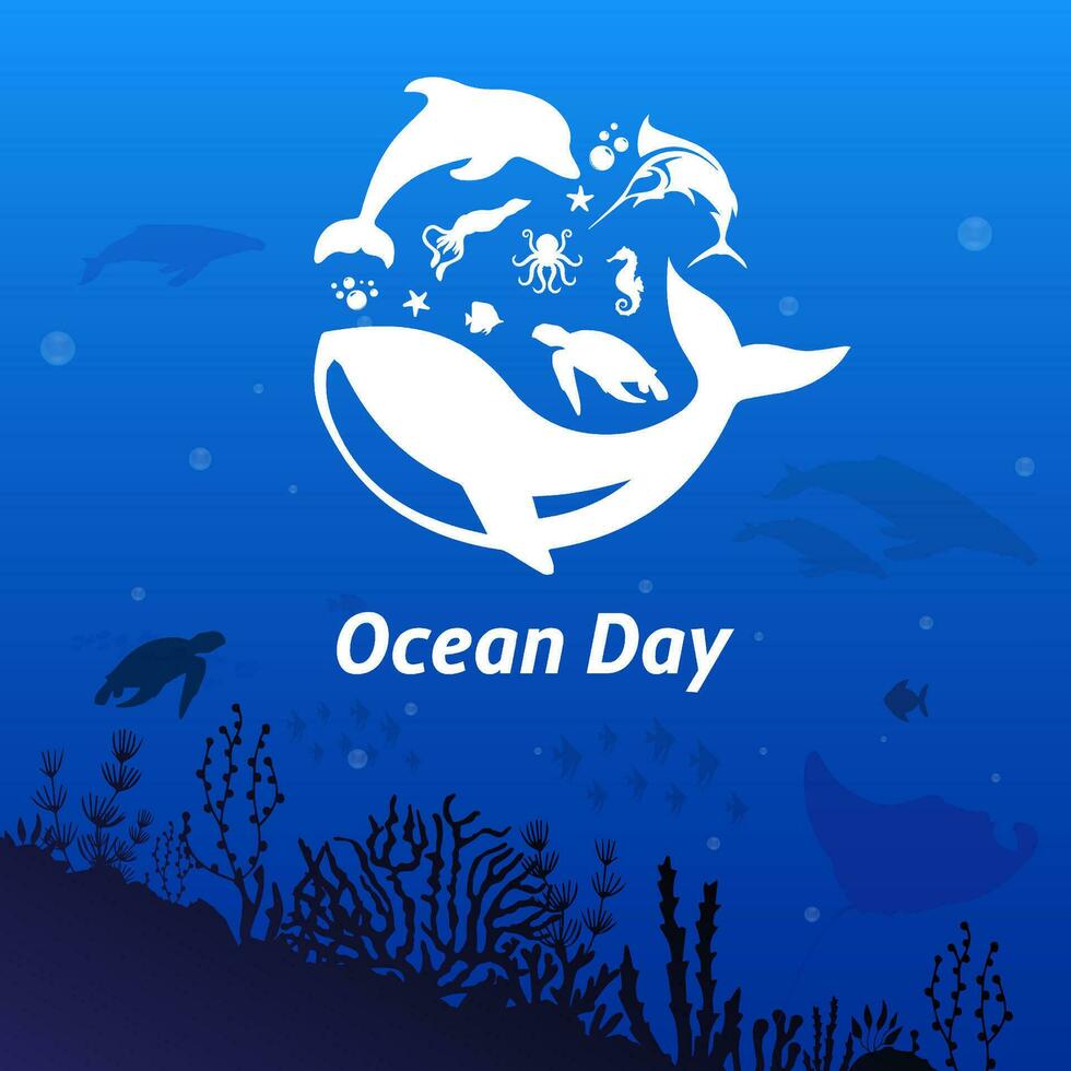 World Oceans Day Design Vector Lets Save Our Oceans Design Background