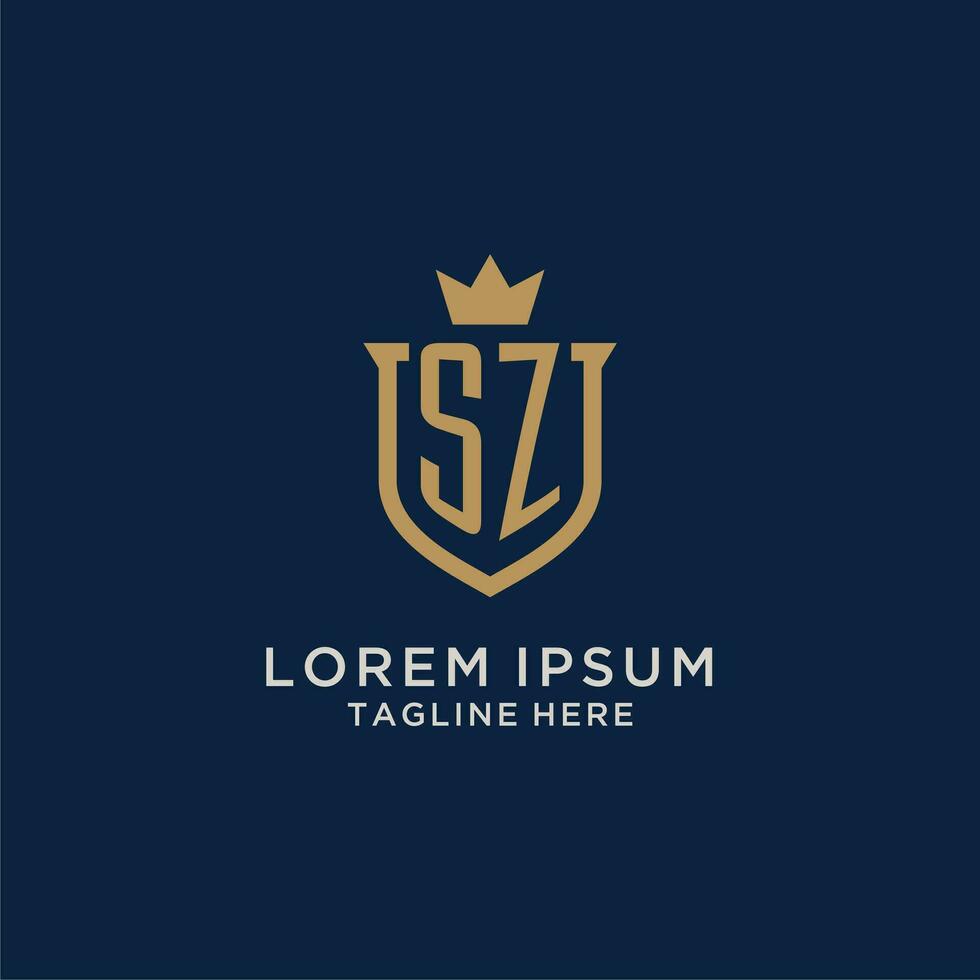 Sz Initial Shield Crown Logo 27522191 Vector Art At Vecteezy