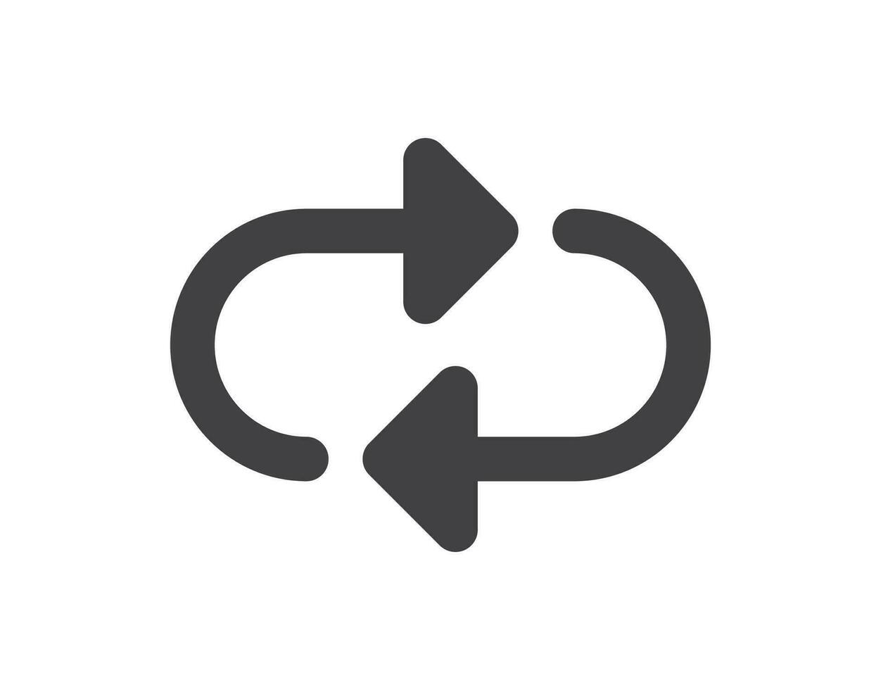 Repeat symbol icon, simple return outline or refresh icons set isolated ...