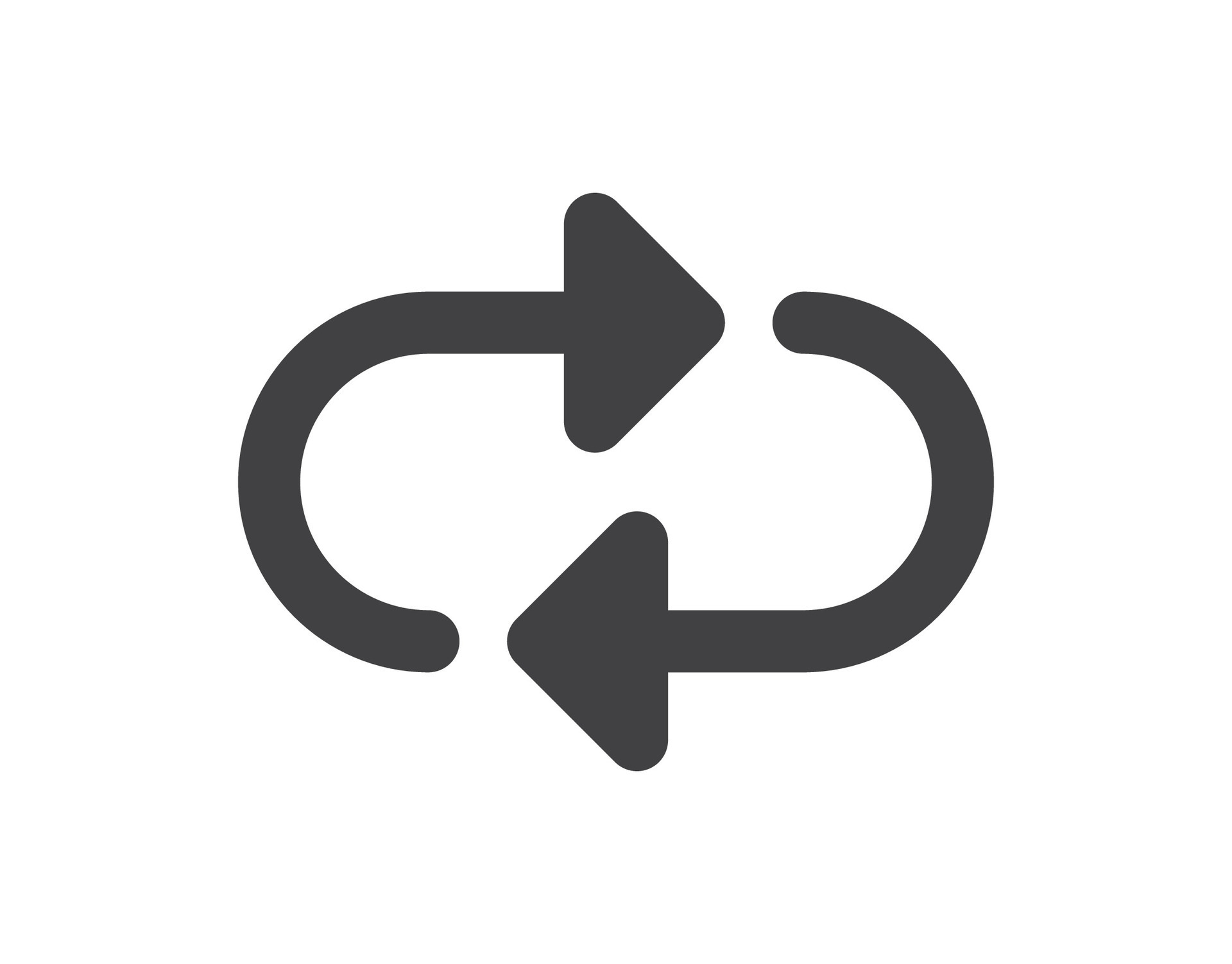 Repeat symbol icon, simple return outline or refresh icons set isolated ...