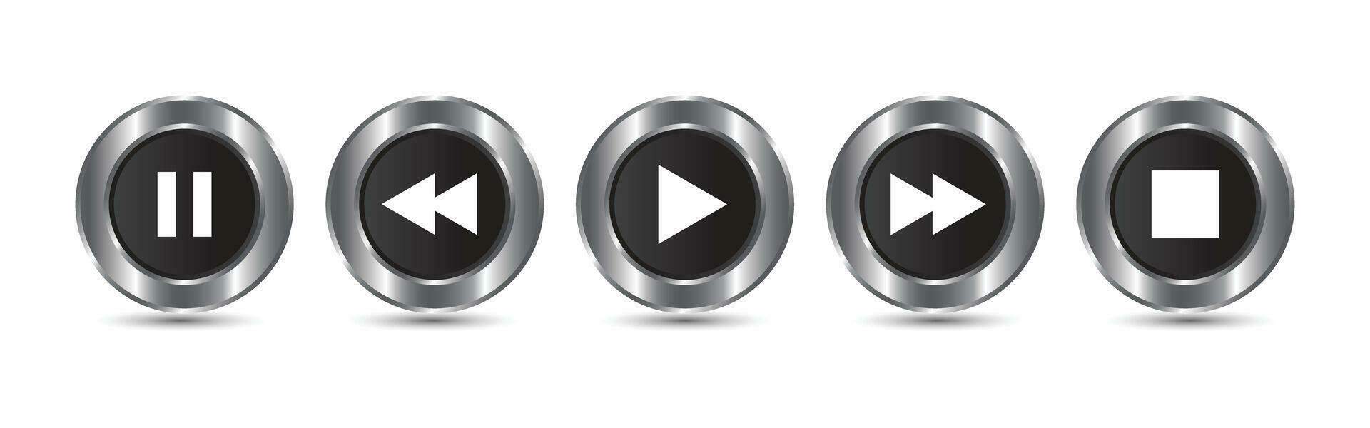 Play, Pause, Next, Previous And Stop Button Set, Multimedia Player Icon ...