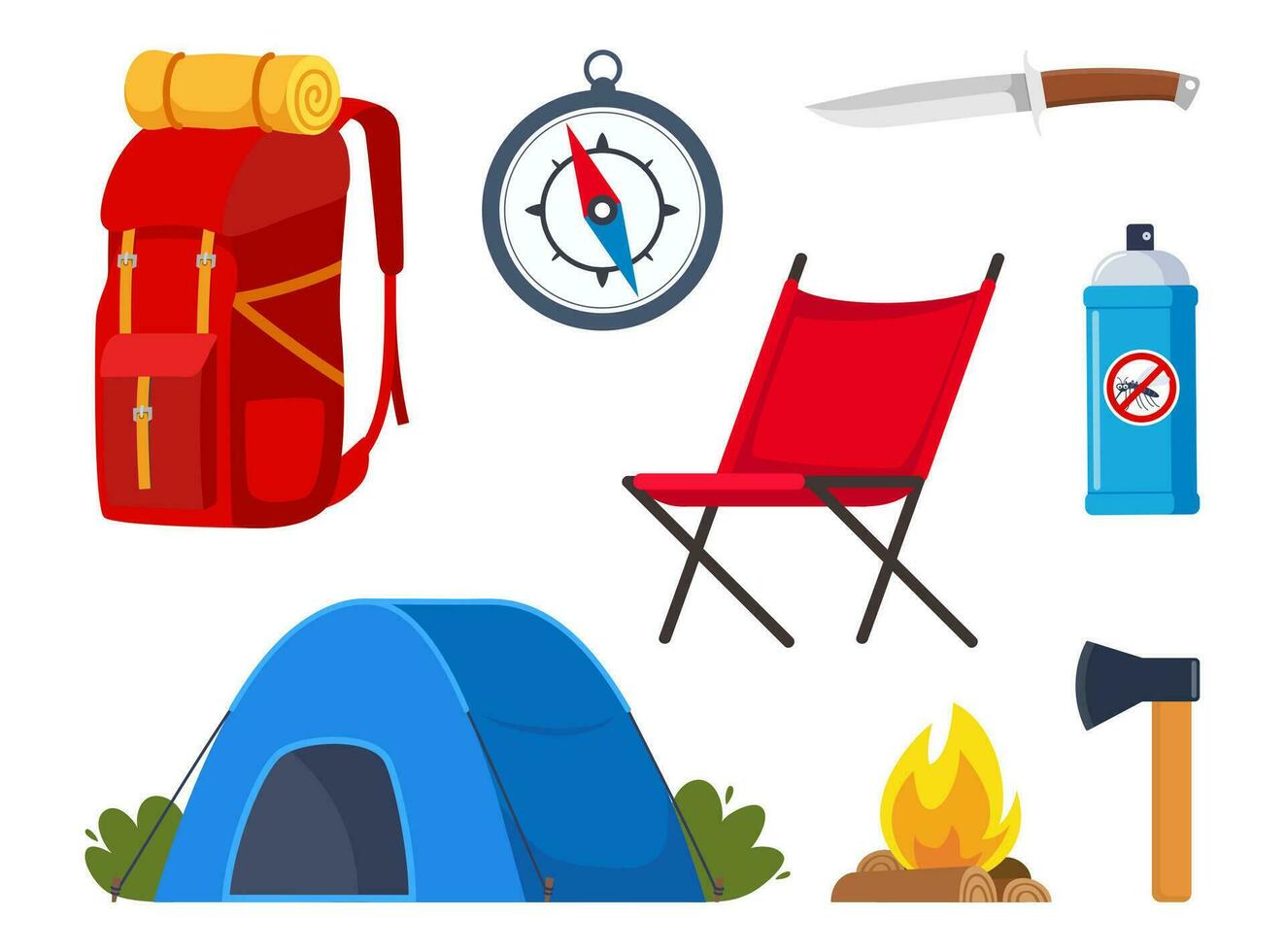 Camping And Hiking Equipment Set Big Collection Of Elements Or Icons