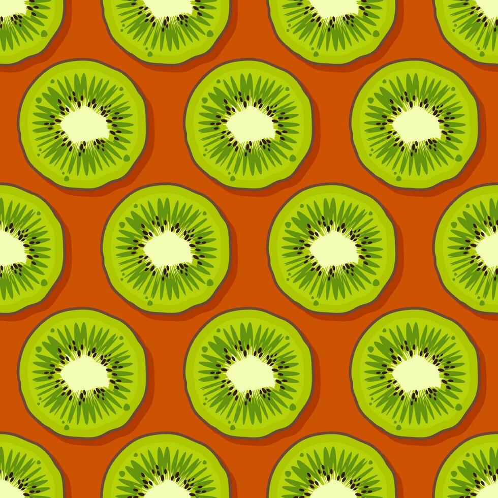Kiwi Fruit Pattern Trendy Bright Design Exotic Fruits On Orange