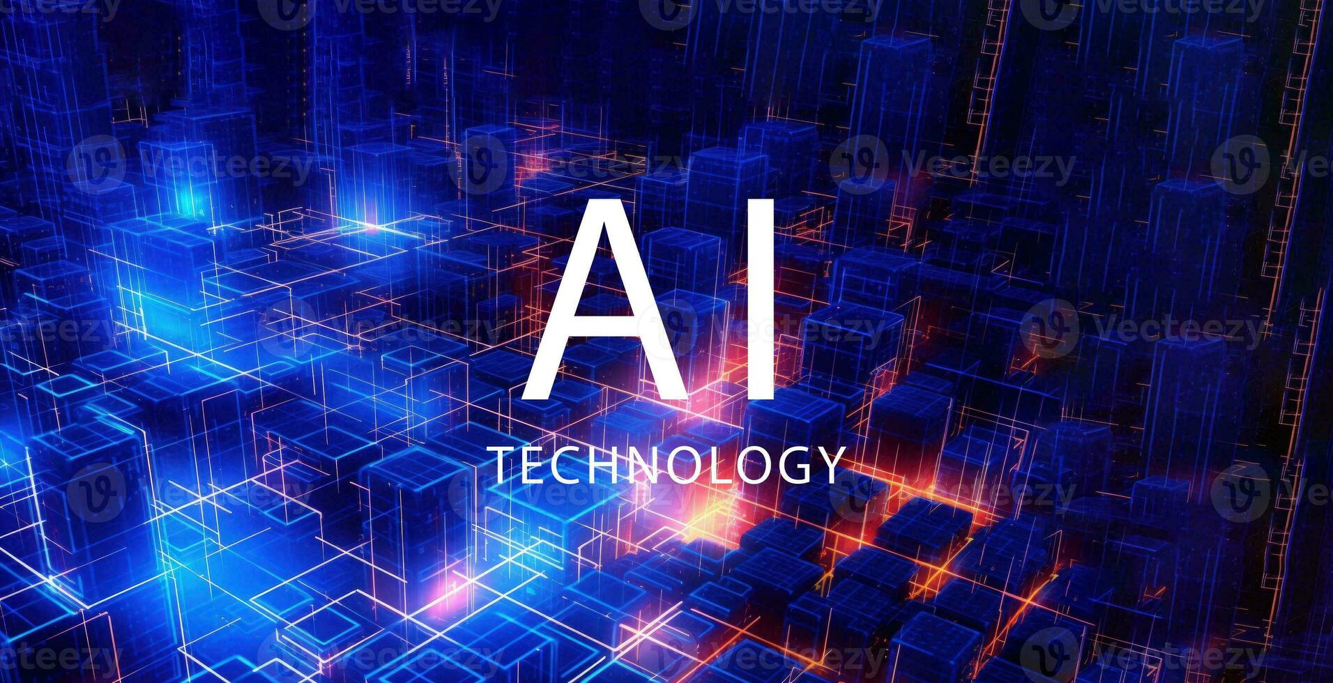 AI artificial intelligence neon wallpaper background, technology ...