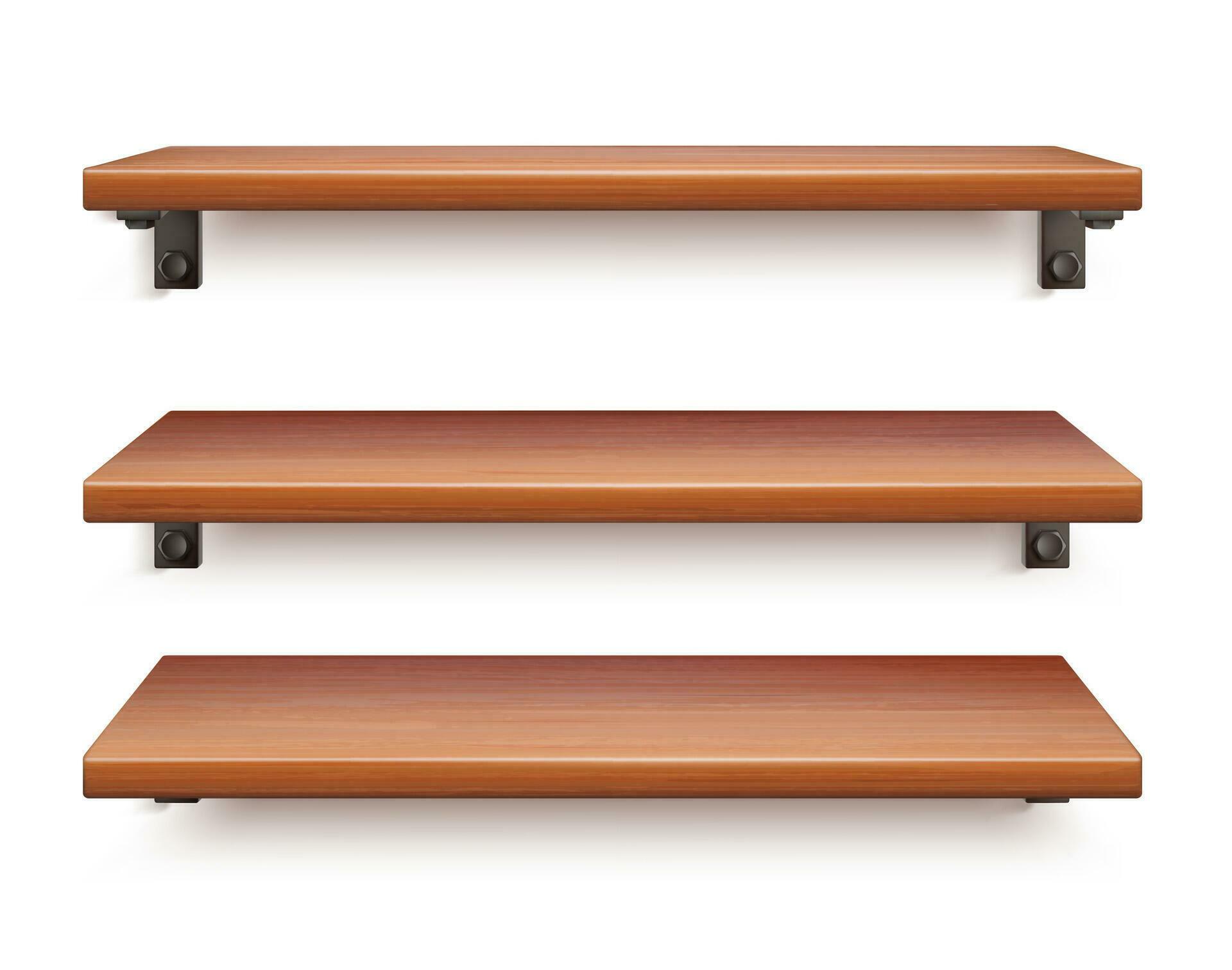 Realistic 3d Detailed Wooden Shelves Set. Vector 27545532 Vector Art at ...