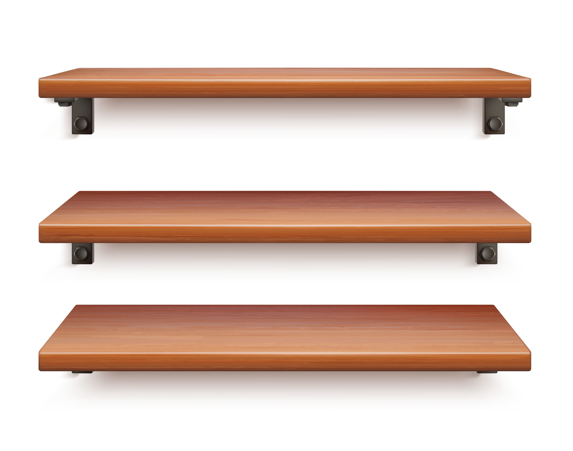 Realistic 3d Detailed Wooden Shelves Set. Vector 27545532 Vector Art at ...