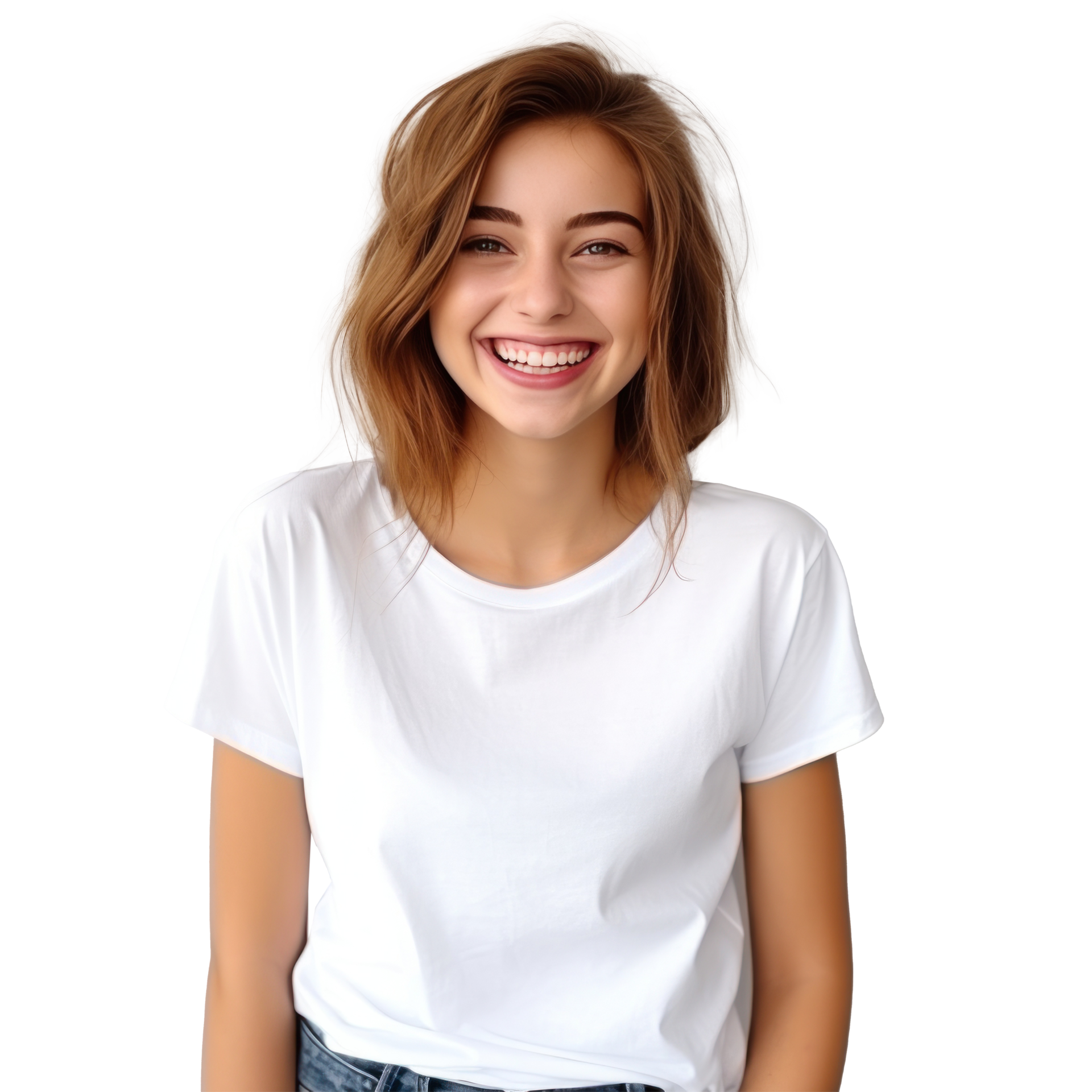 Young Woman In White T Shirt Isolated 27546543 Png