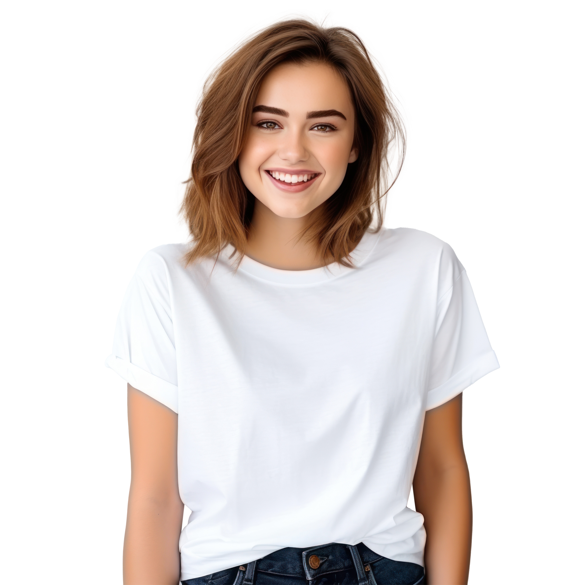 Young Woman In White T Shirt Isolated 27546591 Png