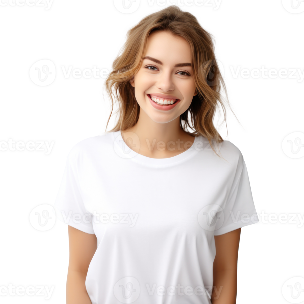 Young Woman In White T Shirt Isolated 27546625 Png