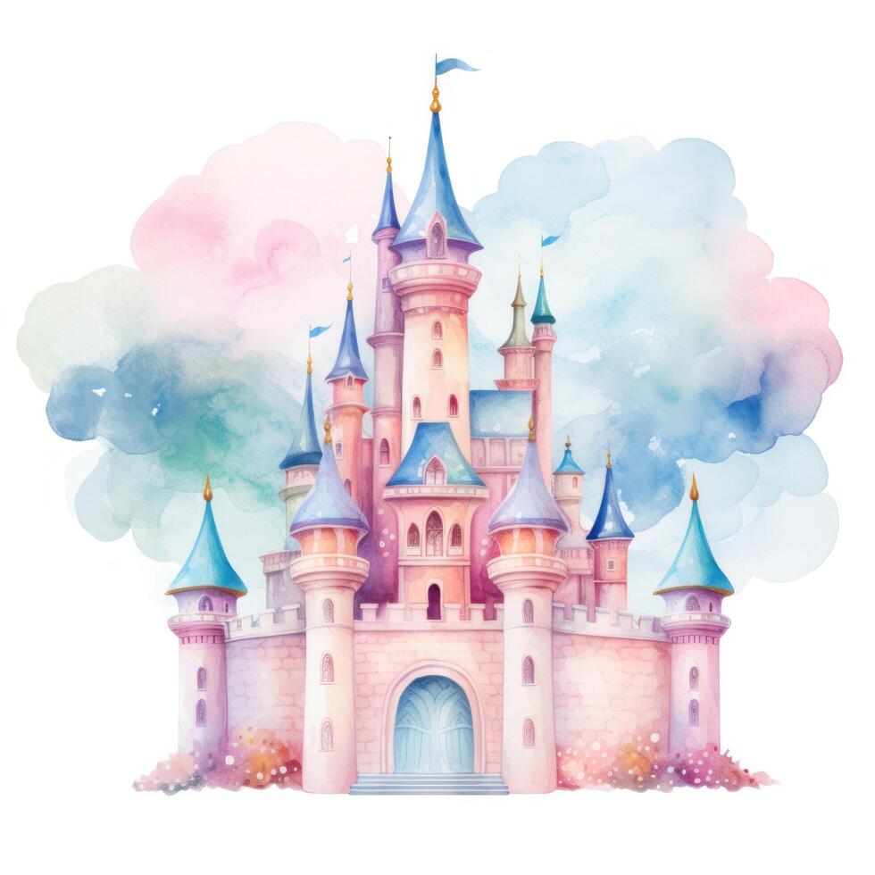 Watercolor princess castle isolated 27546829 Stock Photo at Vecteezy