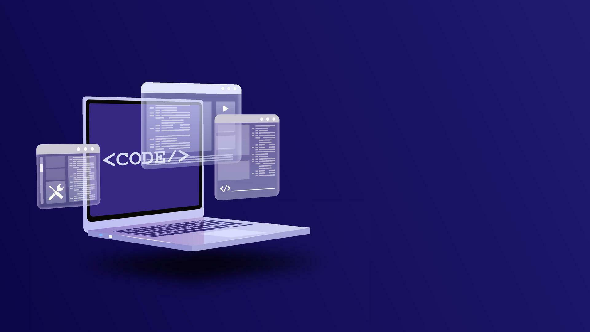 Web Programming And Development Code Testing With Laptop Displaying Holographic Ui 27549440