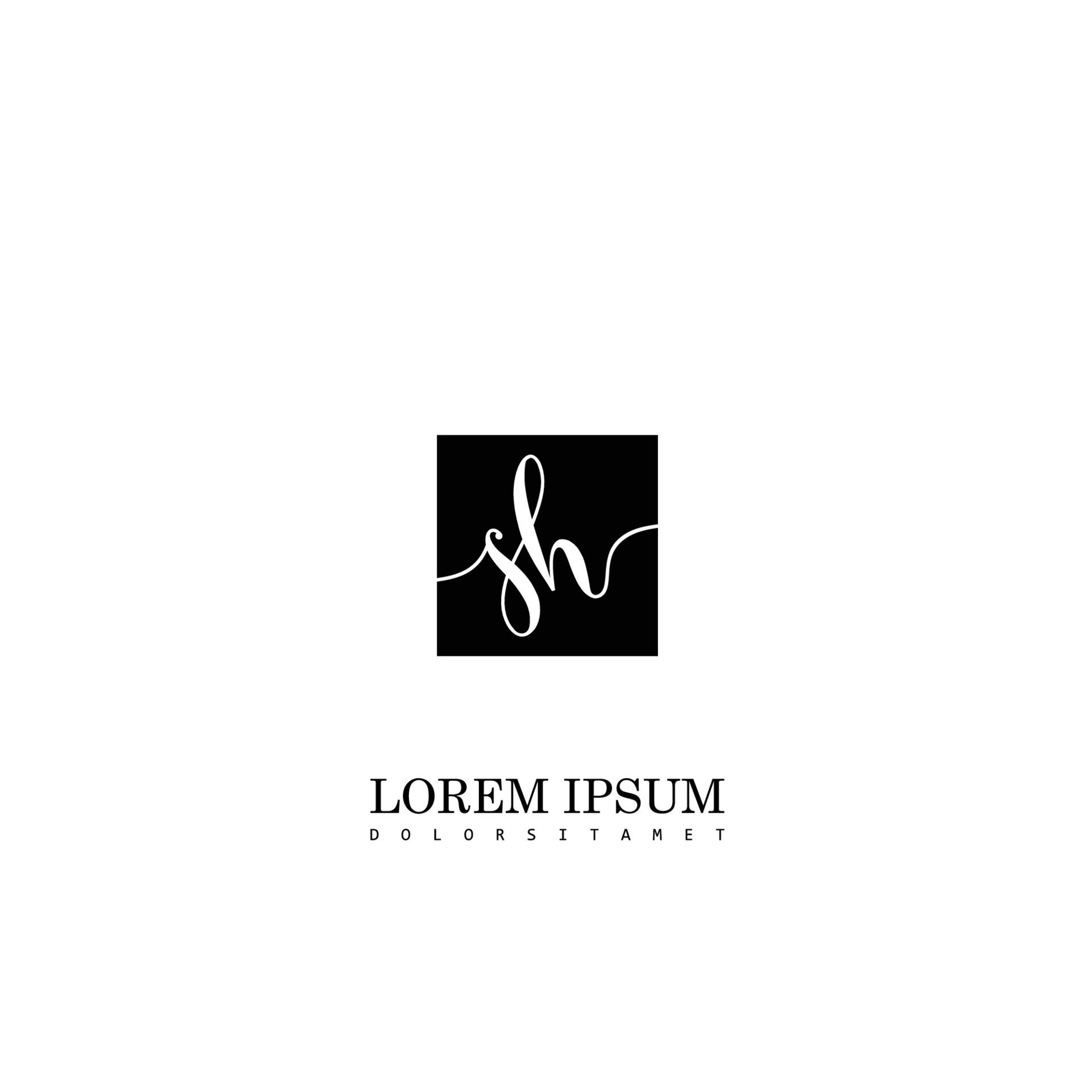 SH Initial Handwriting In Square Frame Template Design 27555335 Vector ...