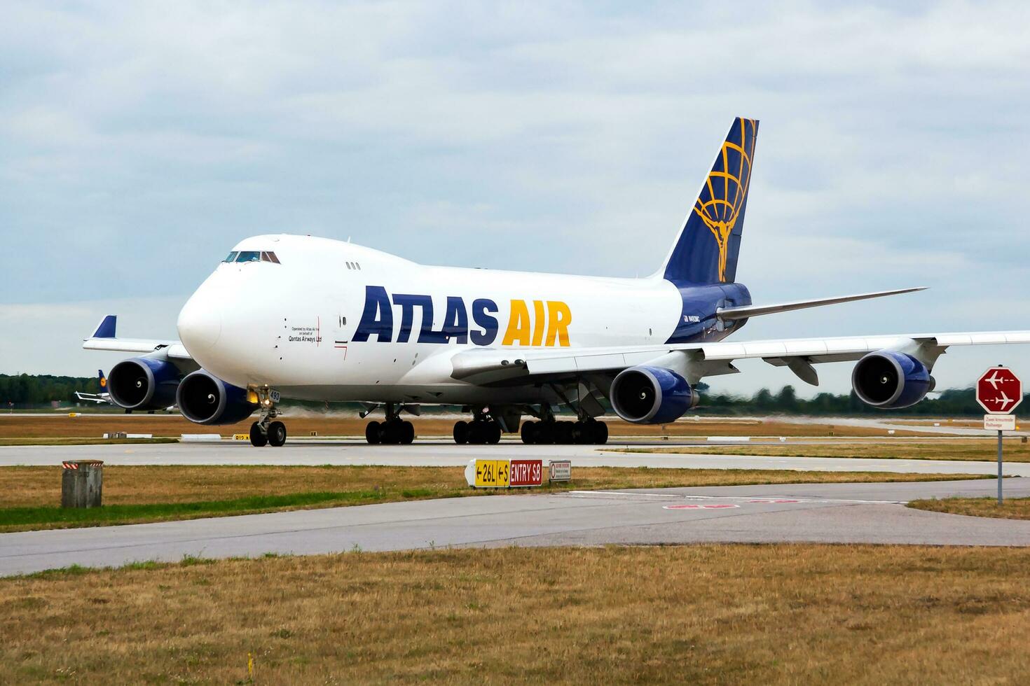 Atlas Air cargo plane at airport. Air freight and shipping. Aviation and aircraft. Transport ...