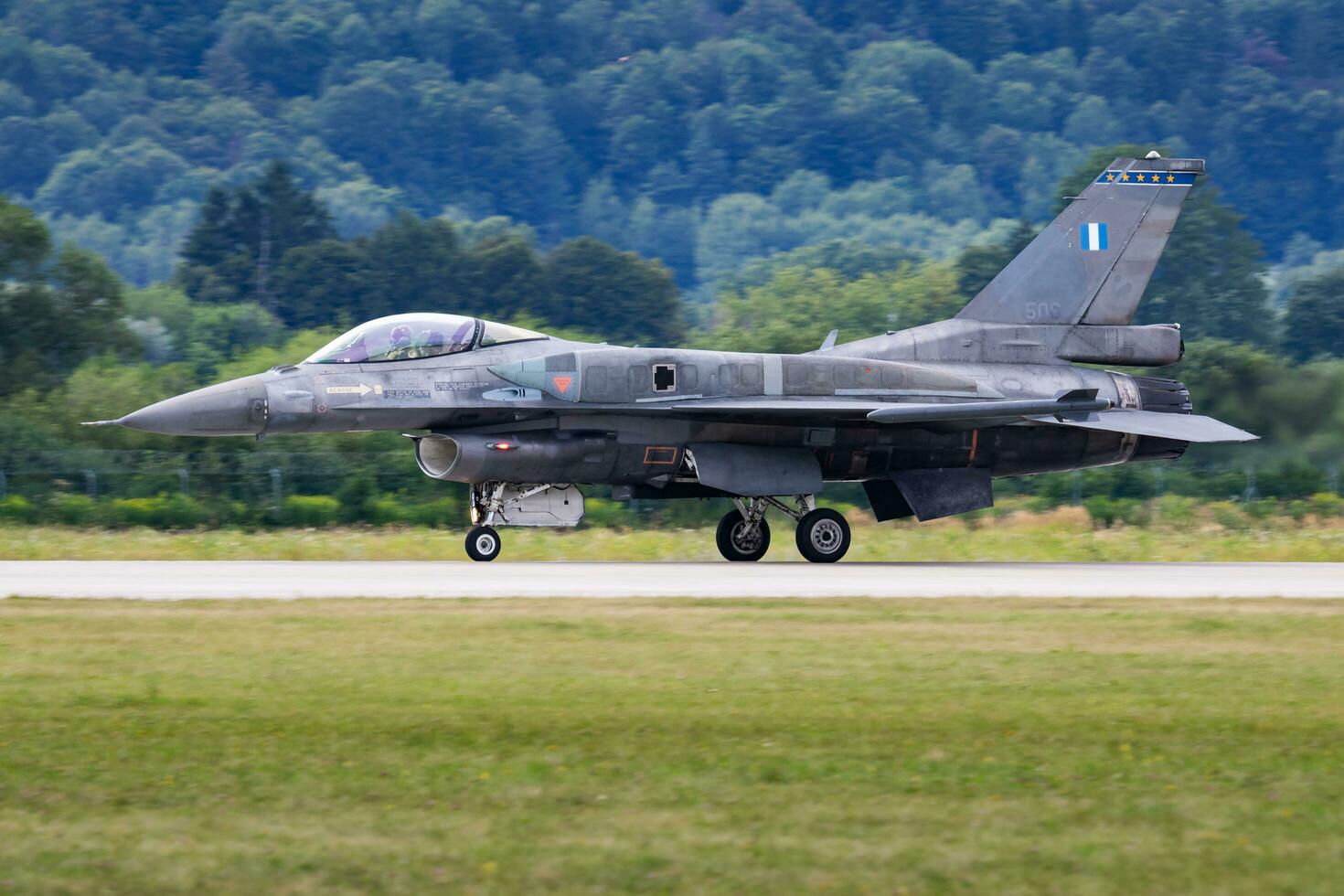 Hellenic Air Force Lockheed F-16C Fighting Falcon 506 fighter jet display at SIAF Slovak ...