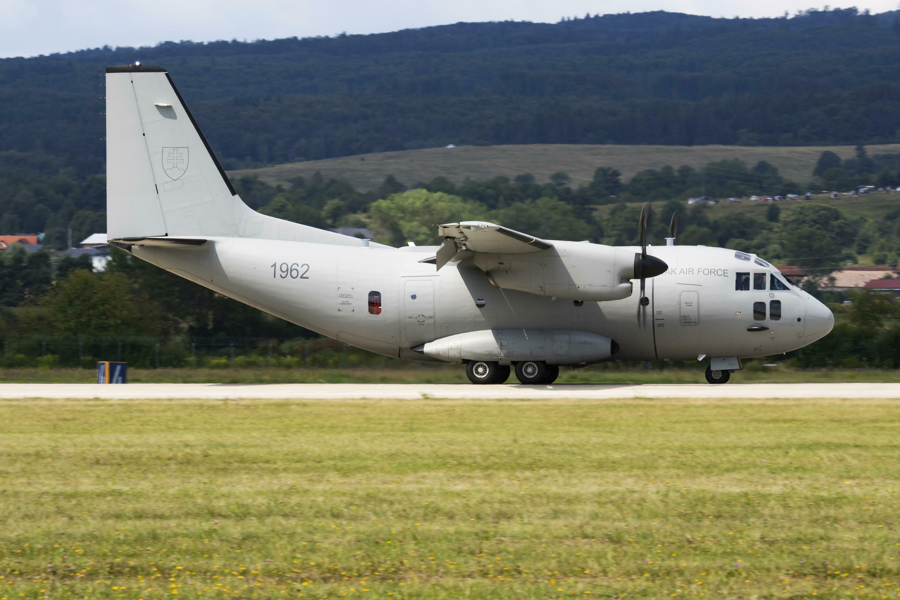Slovak Air Force Leonardo C-27J Spartan 1962 transport plane display at SIAF Slovak ...