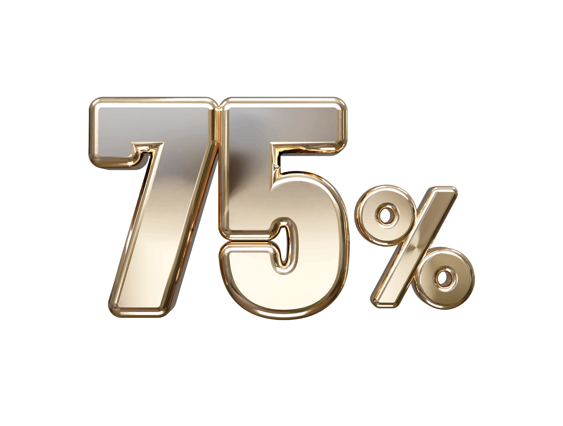75 percent off vector text effect 3d rendering gold 27560988 Vector Art at Vecteezy