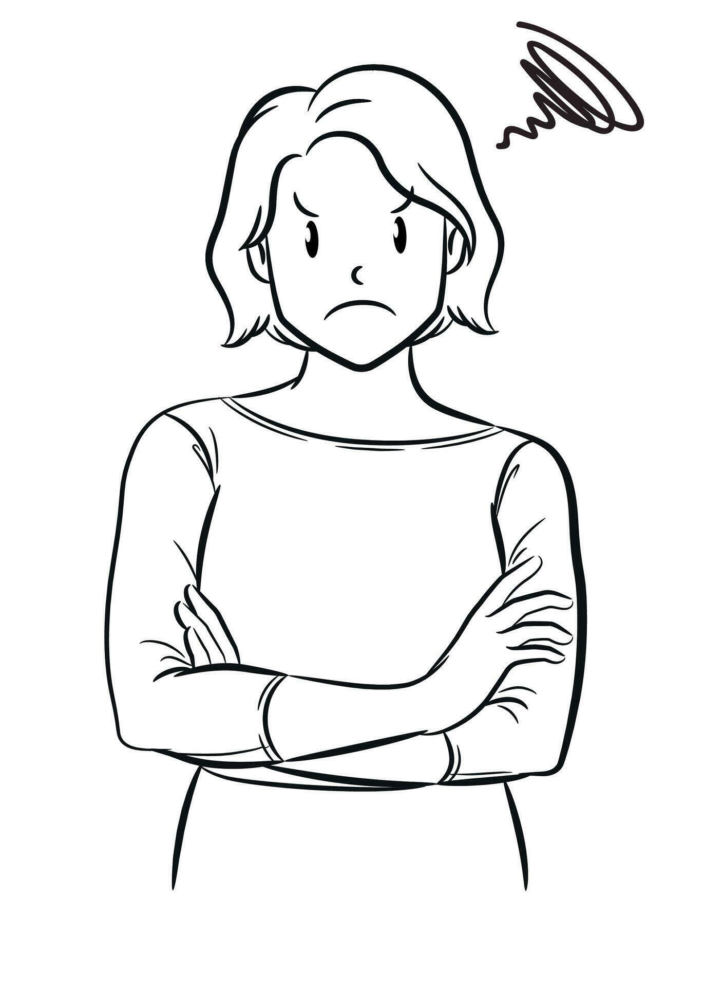 Sketch Upset Girl Negative Mad Emotion 27566608 Vector Art at Vecteezy