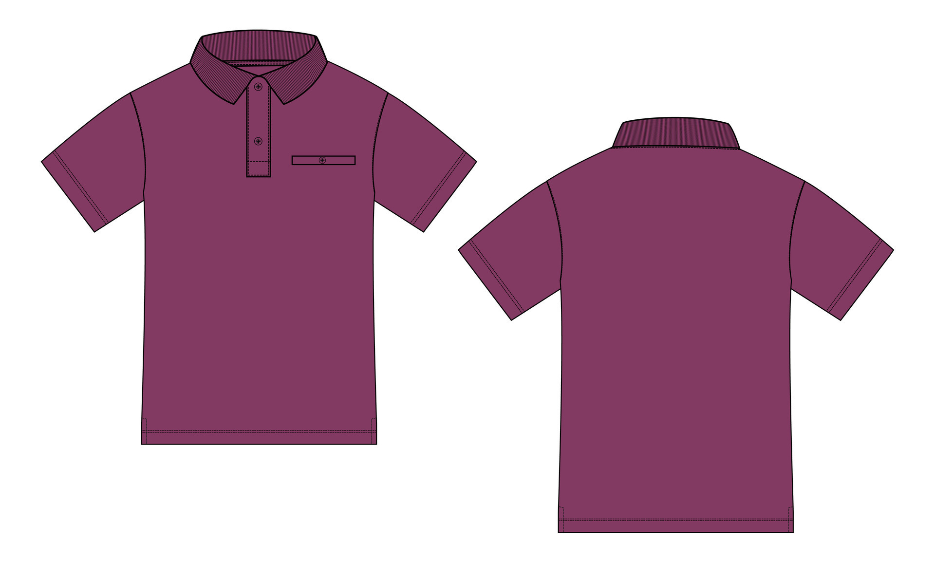 Short Sleeve Polo Shirt Vector Illustration Template Front And Back Views 27567469 Vector Art At