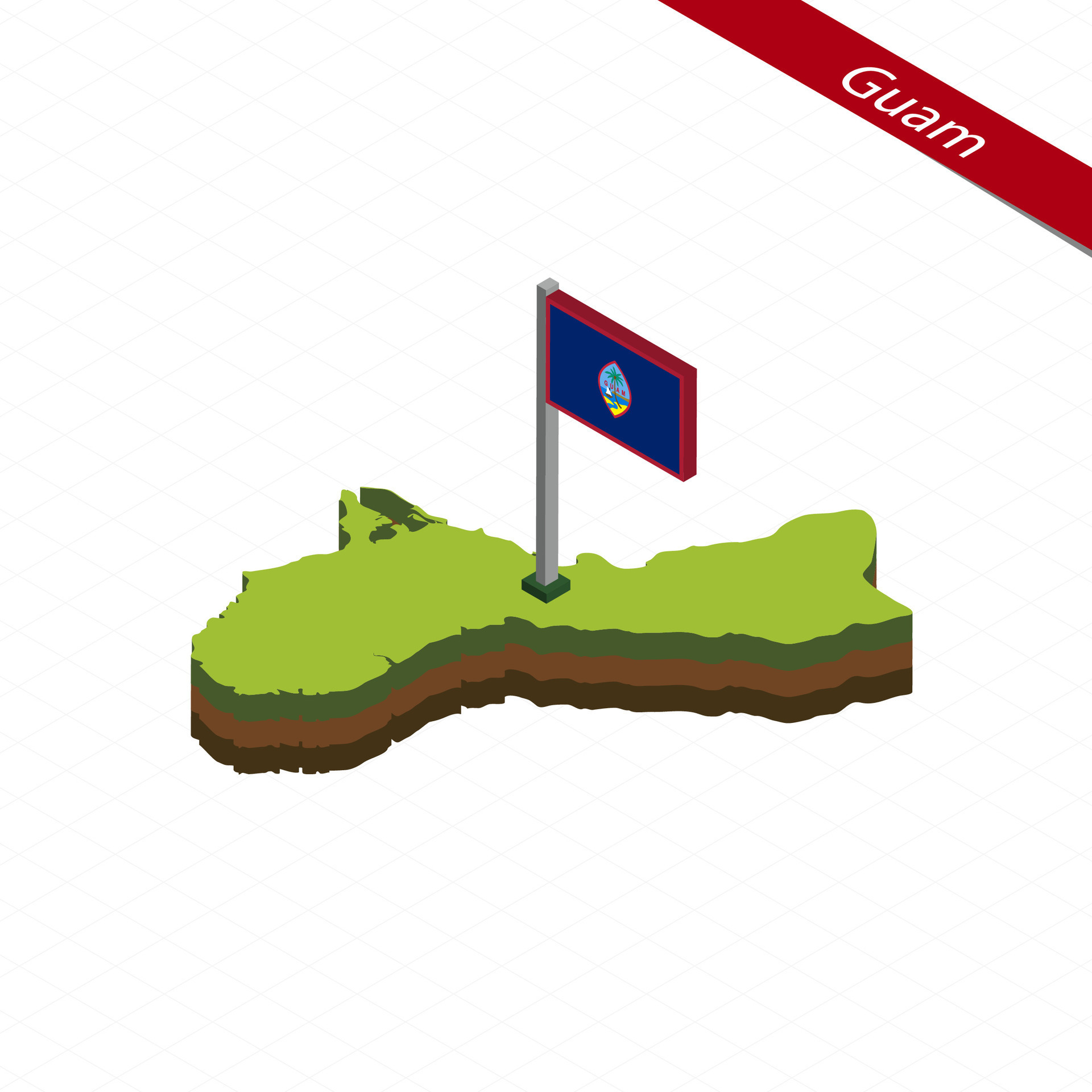 Guam Isometric map and flag. Vector Illustration. 27568484 Vector Art ...