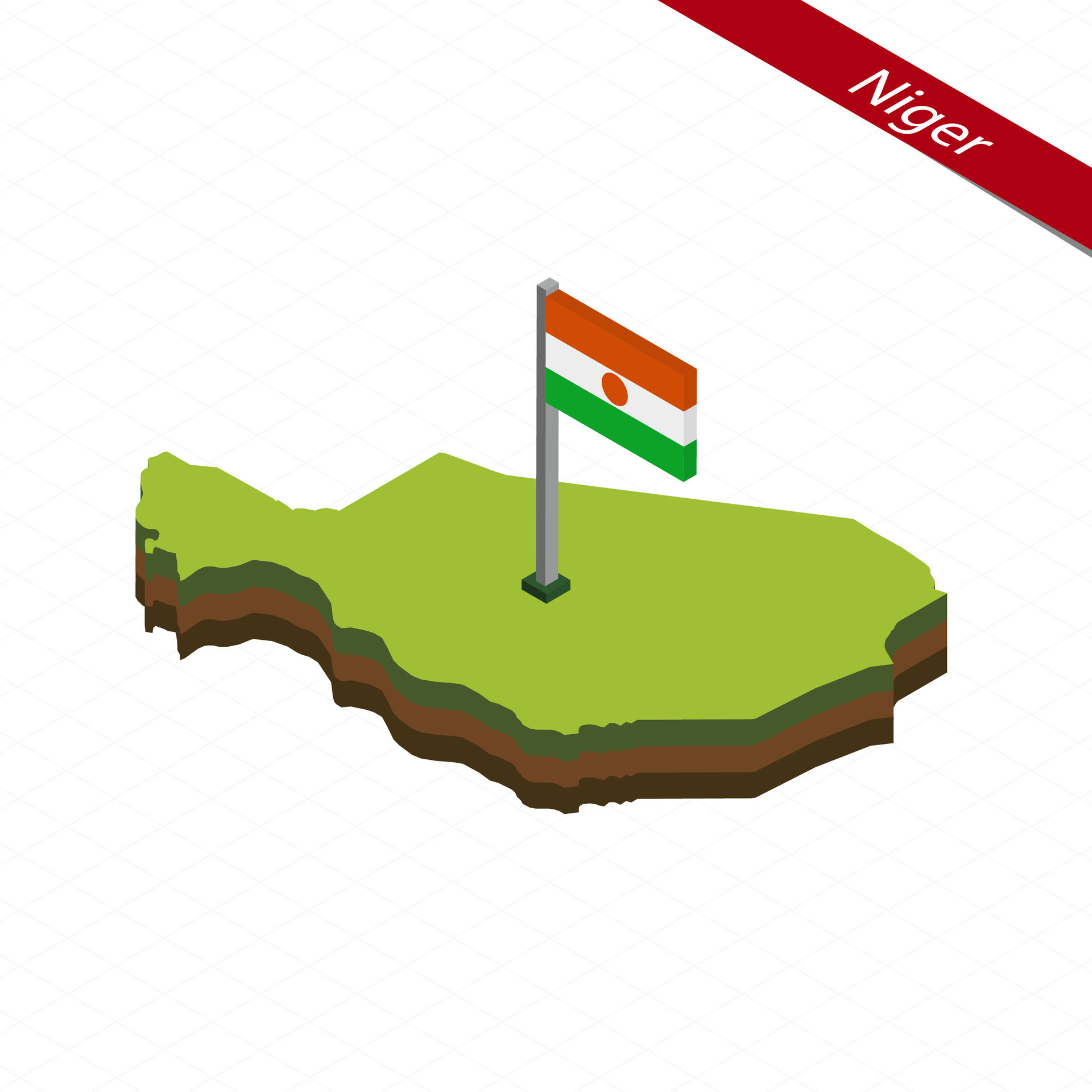 Niger Isometric map and flag. Vector Illustration. 27568599 Vector Art ...