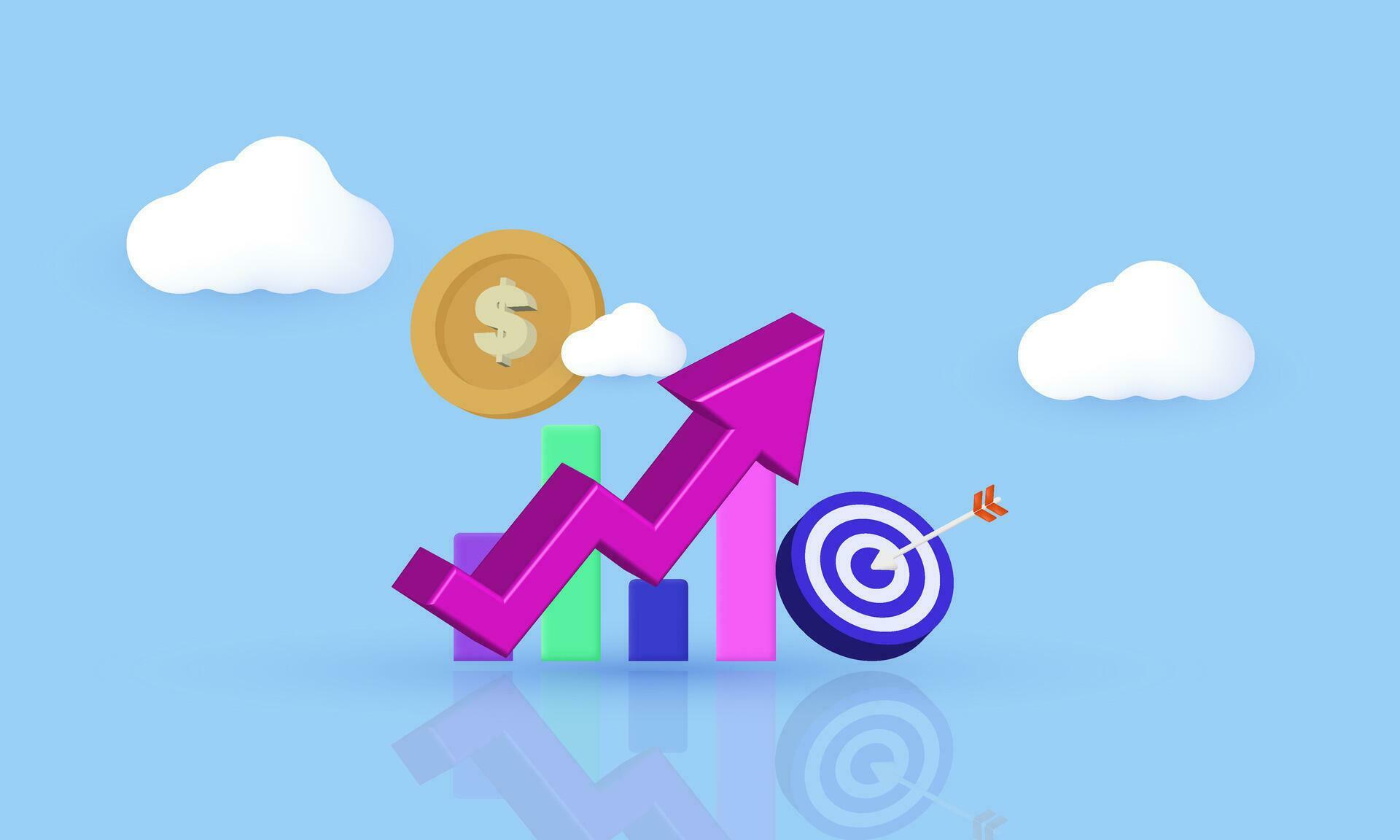 illustration statistics finance chart graph cartoon vector icon 3d ...