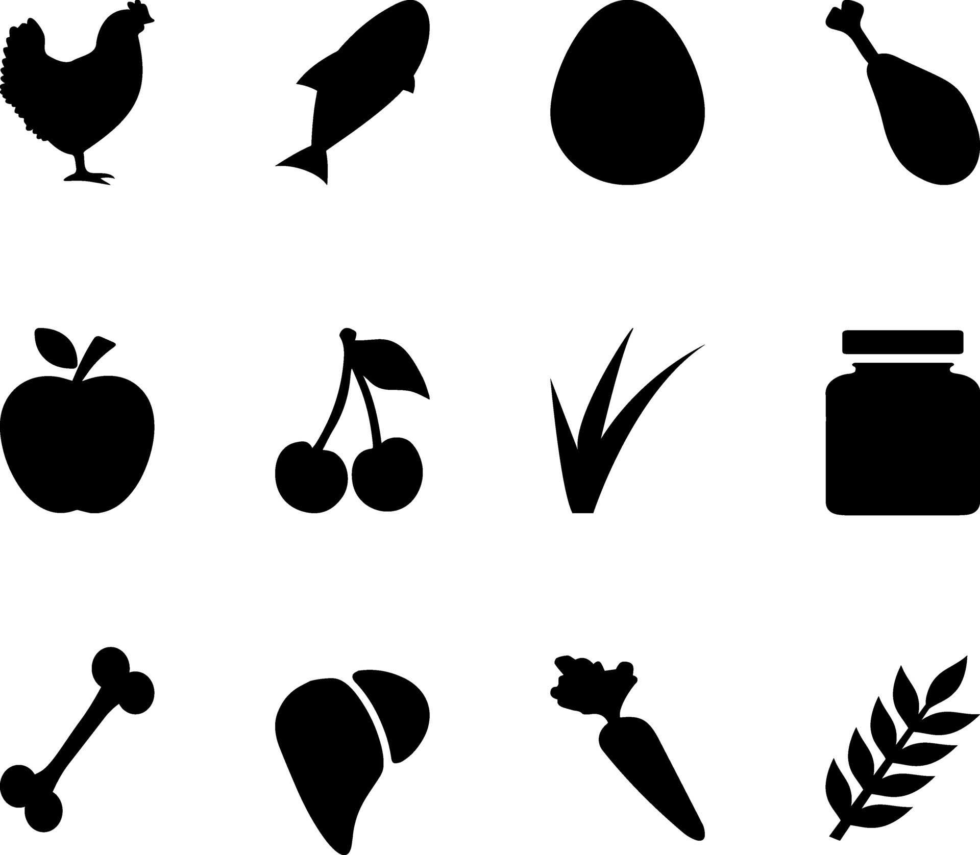 Pet Food Nutrition Isolated Vector Icons Set Transparent Background ...