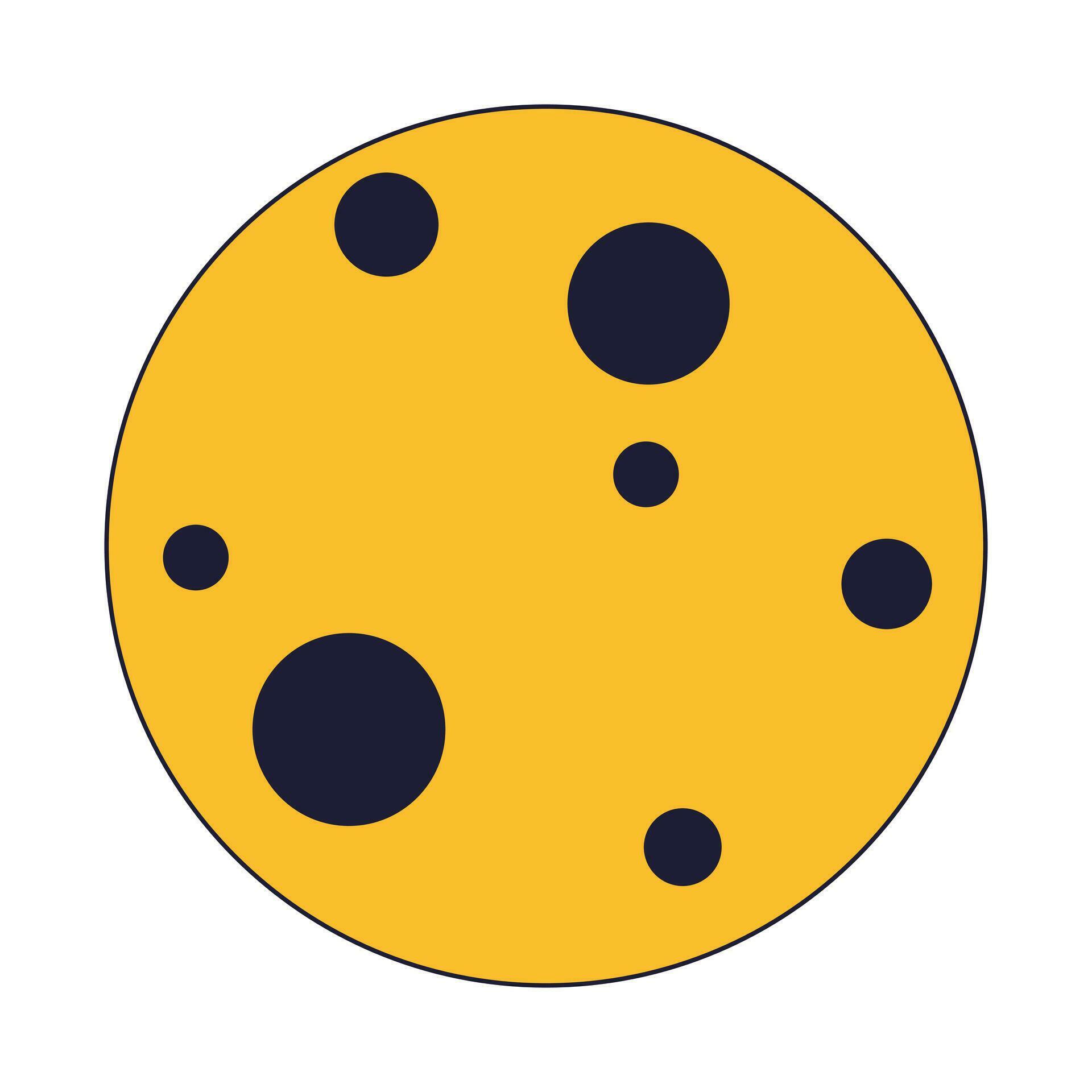 Moon flat line color isolated vector object. Celestial body with ...