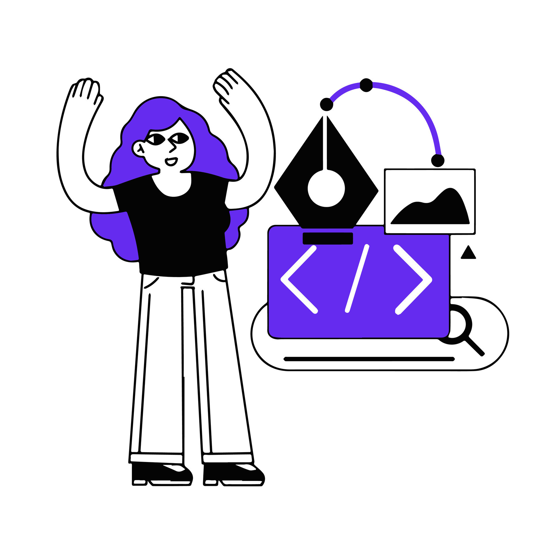 Process Of Creating And Developing Website Female Programmer And Web Designer Woman At Work