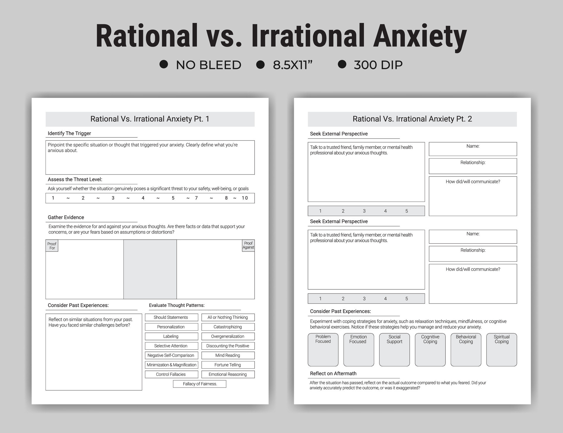 Anxiety Logbook Journal Or Notebook Planner KDP Interior Template ... Anxiety Logbook Journal Or Notebook Planner KDP Interior Template ...
