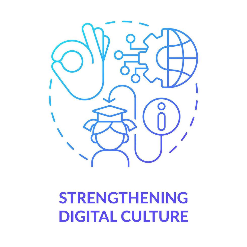 Strengthening digital culture blue gradient concept icon. Technology ... Strengthening digital culture blue gradient concept icon. Technology ...