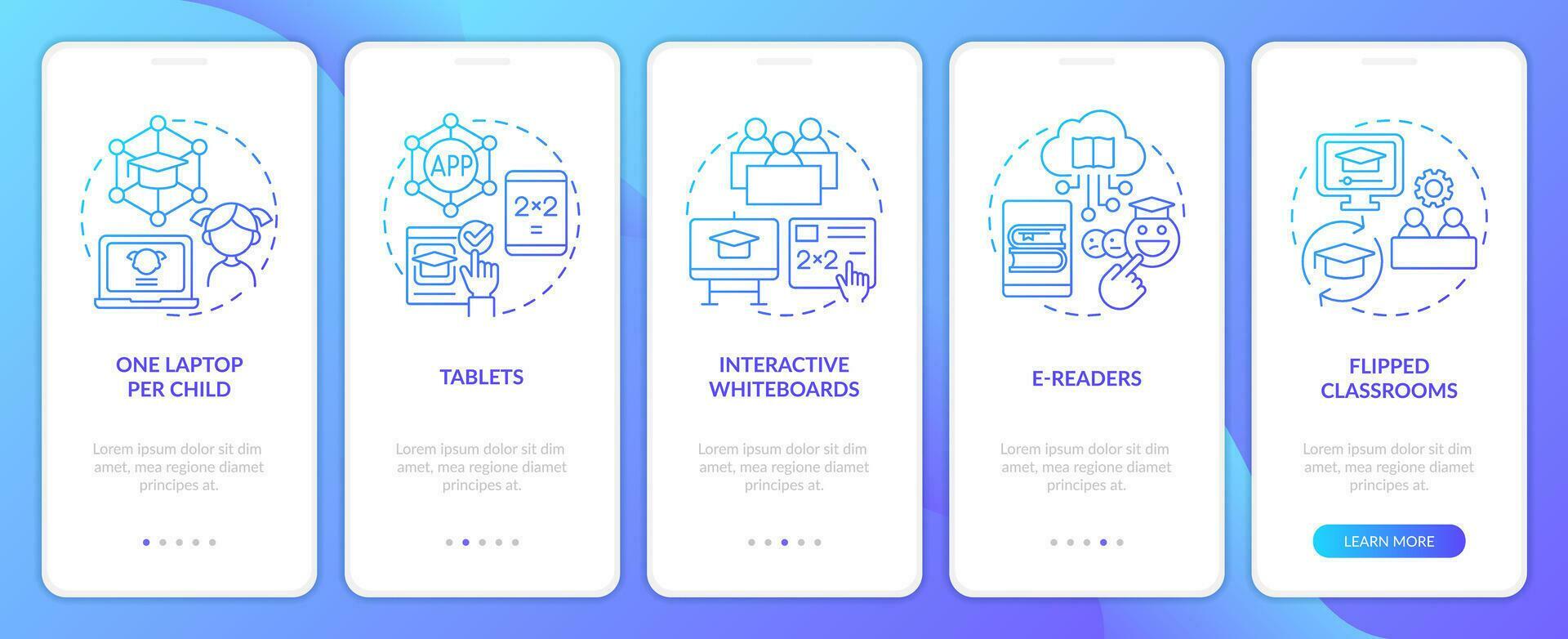 Ict Educational Applications Blue Gradient Onboarding Mobile App Screen Data Walkthrough 5