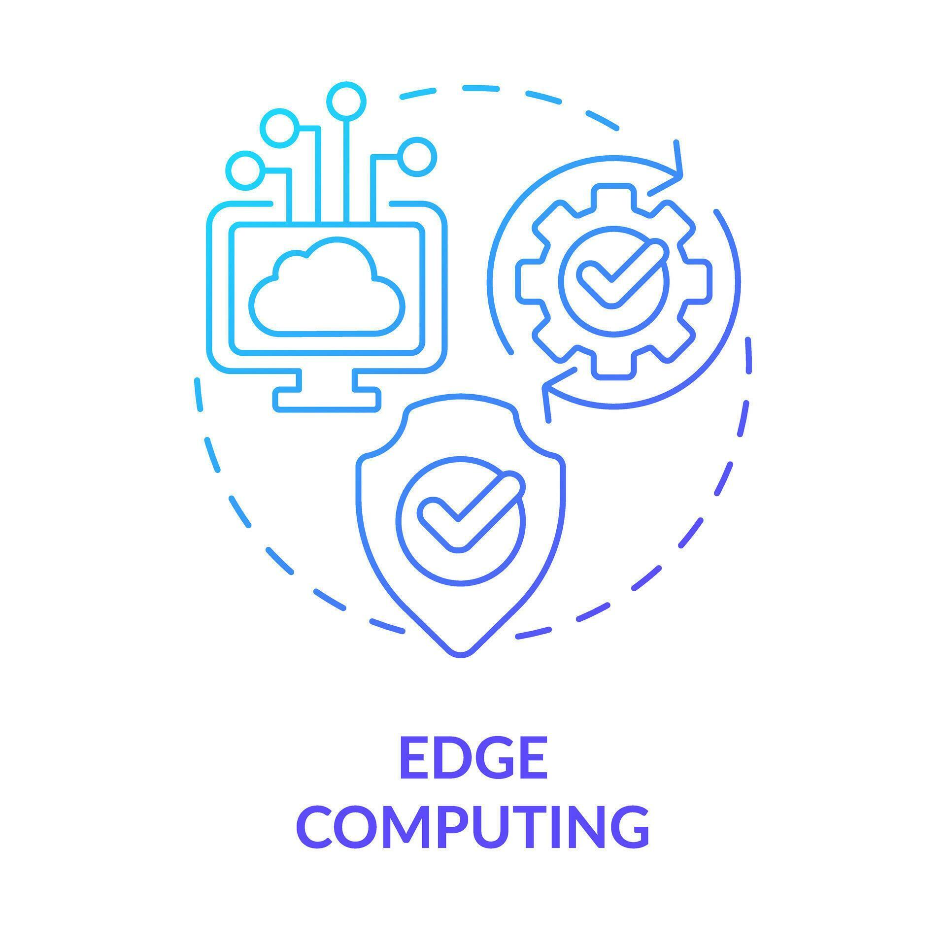 Edge computing blue gradient concept icon. Data processing methods ...