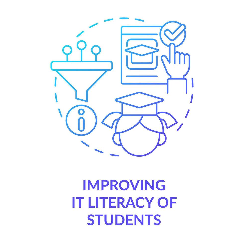Improving IT literacy of students blue gradient concept icon. Studying ... Improving IT literacy of students blue gradient concept icon. Studying ...