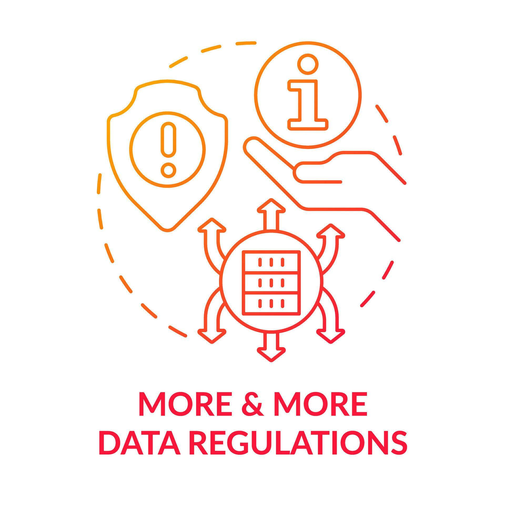 More and more data regulations red gradient concept icon. Control methods. ICT in business ...