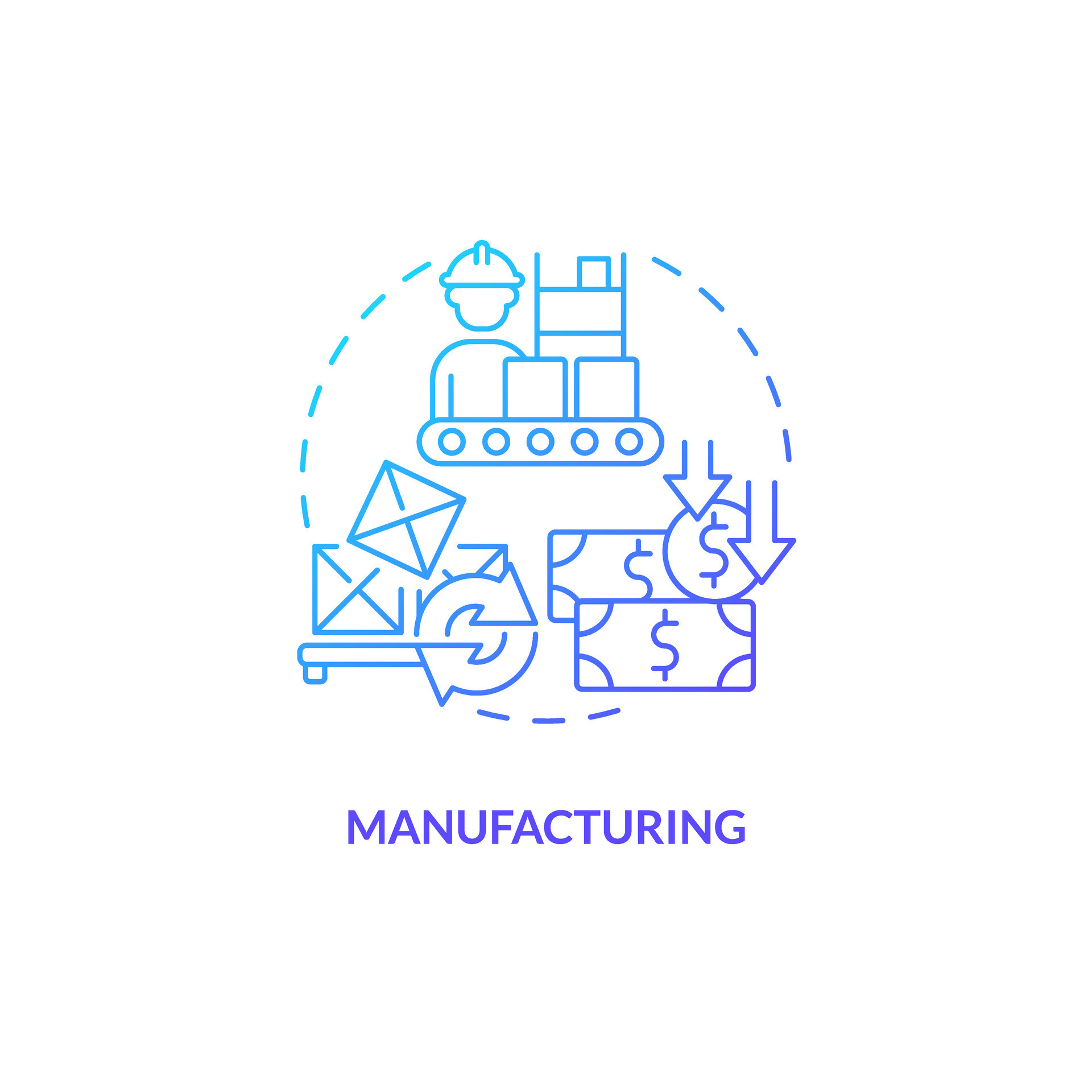 2d Gradient Manufacturing Thin Line Icon Concept Isolated Vector