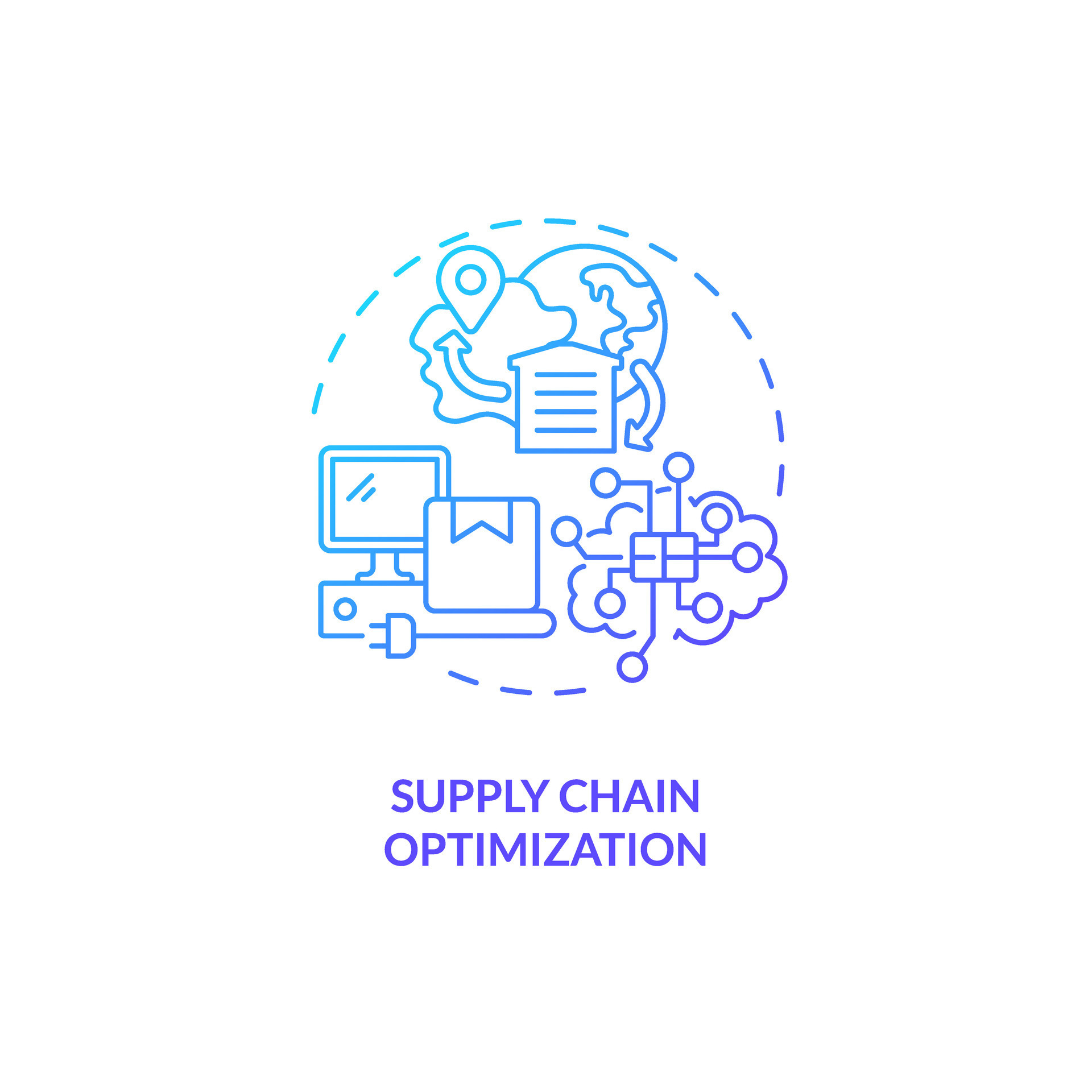 2D gradient supply chain optimization thin line icon concept, isolated ... 2D gradient supply chain optimization thin line icon concept, isolated ...