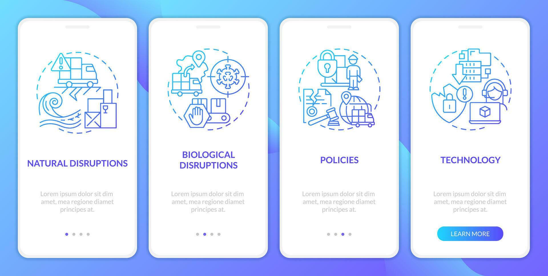 Supply Chain Disruptions Blue Gradient Onboarding Mobile App Screen Logistics Walkthrough 4