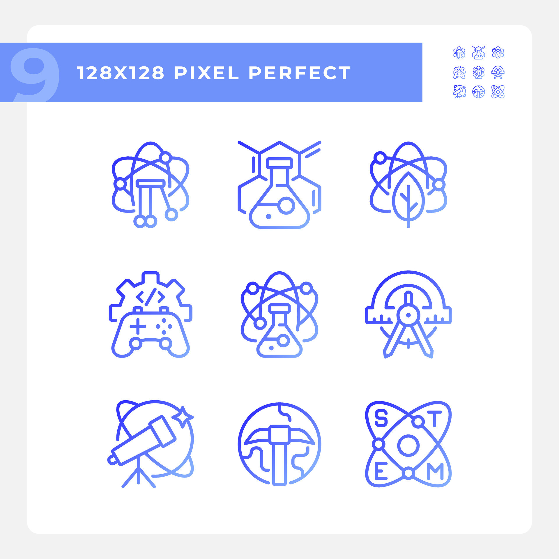 Opportunities Of Stem Education Pixel Perfect Gradient Linear Vector Icons Set Innovative