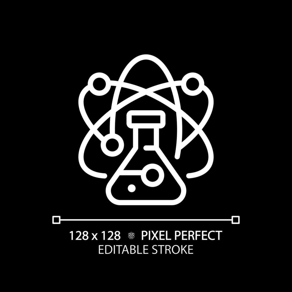 STEM in science pixel perfect white linear icon for dark theme. Data mining technology in ...