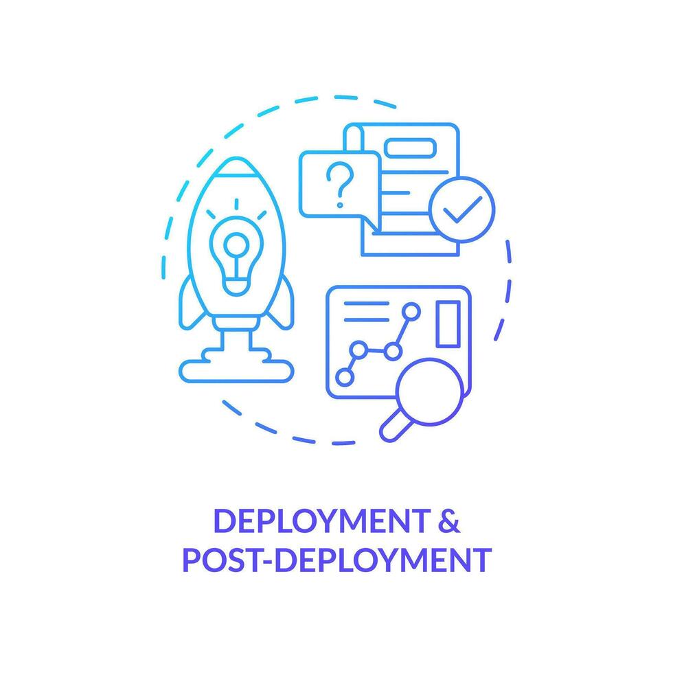 Deployment blue gradient concept icon. Product development. Building release management process ...