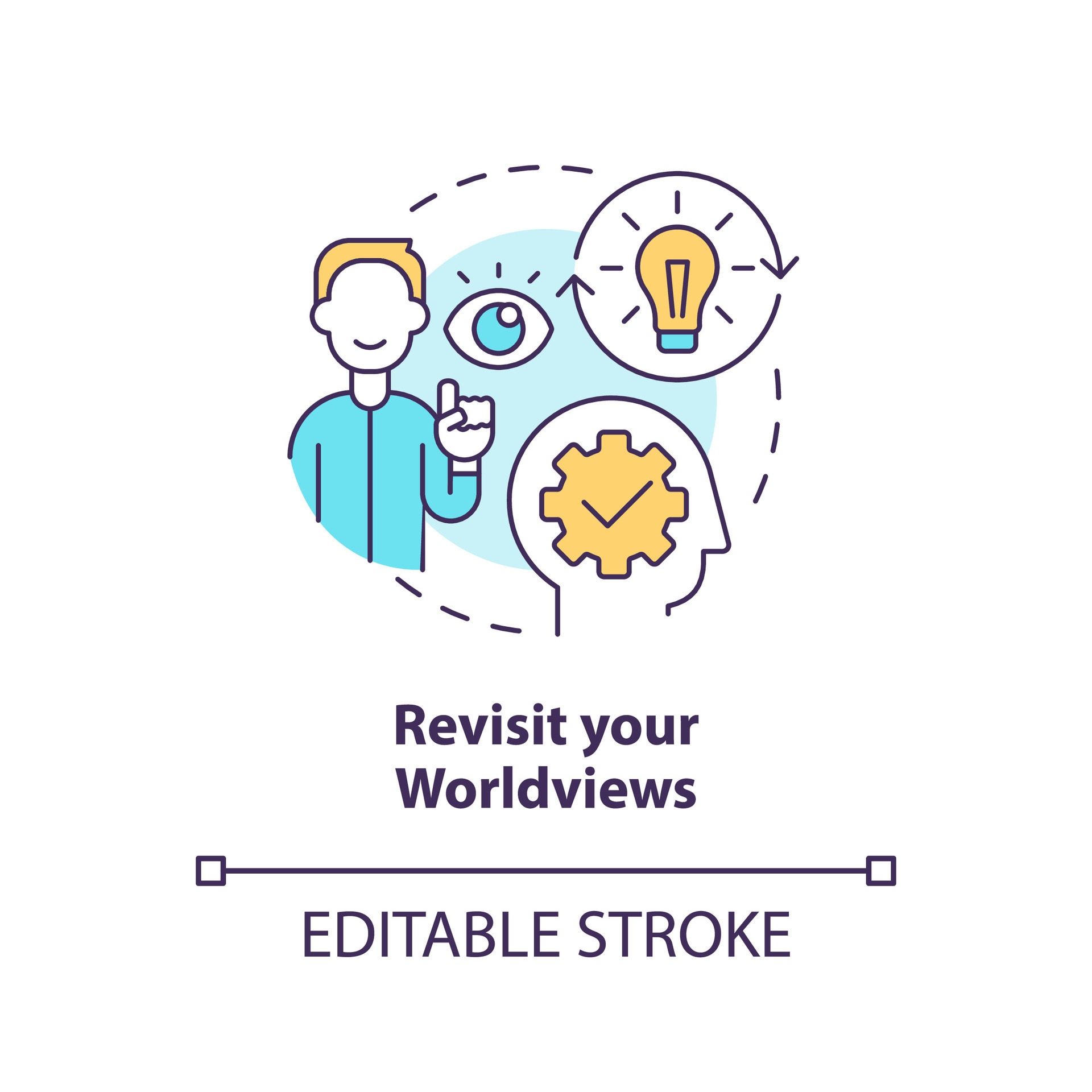 Revisit worldviews concept icon. Thought process. Minimizing ... Revisit worldviews concept icon. Thought process. Minimizing ...