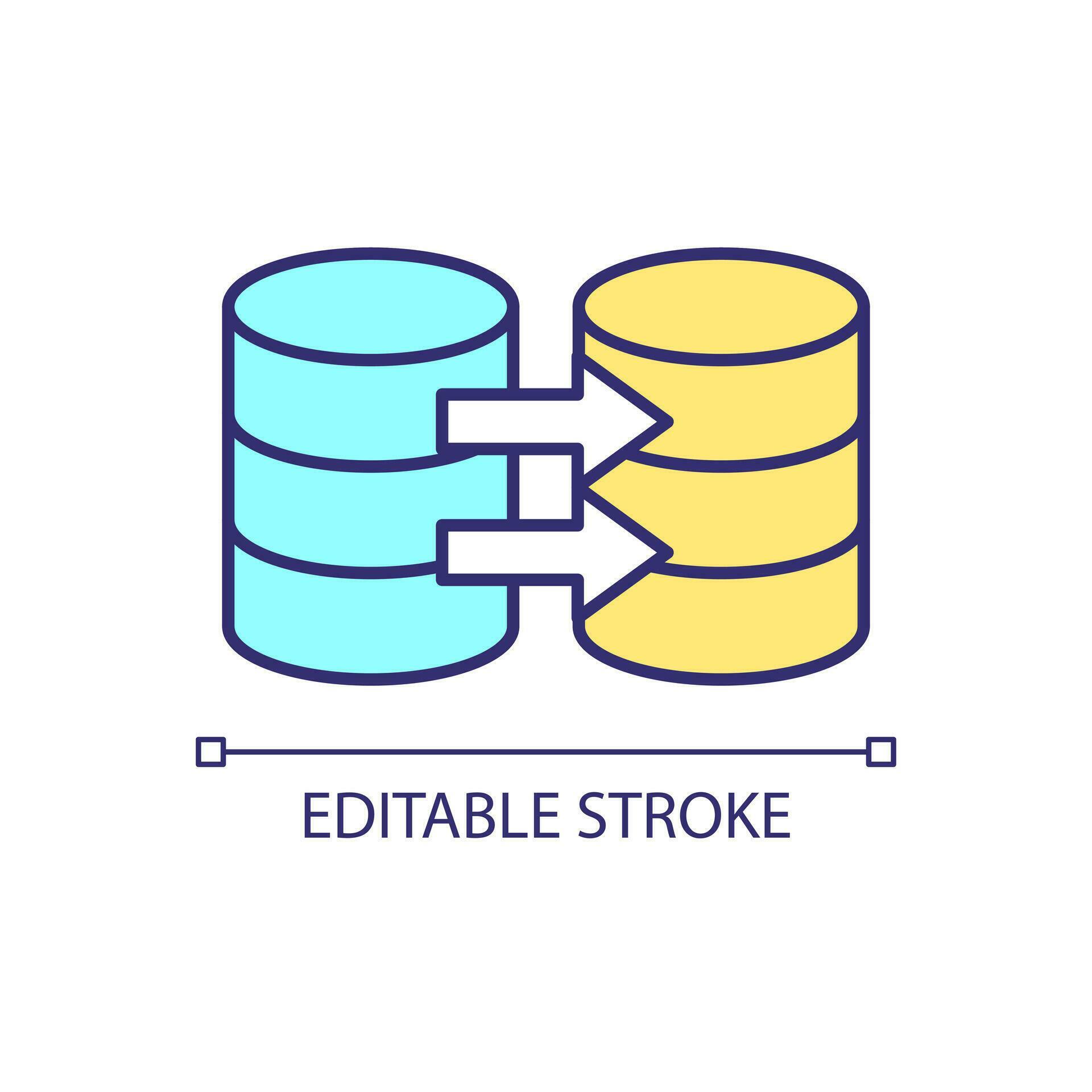 Database transfer RGB color icon. Change storage. Data management ...