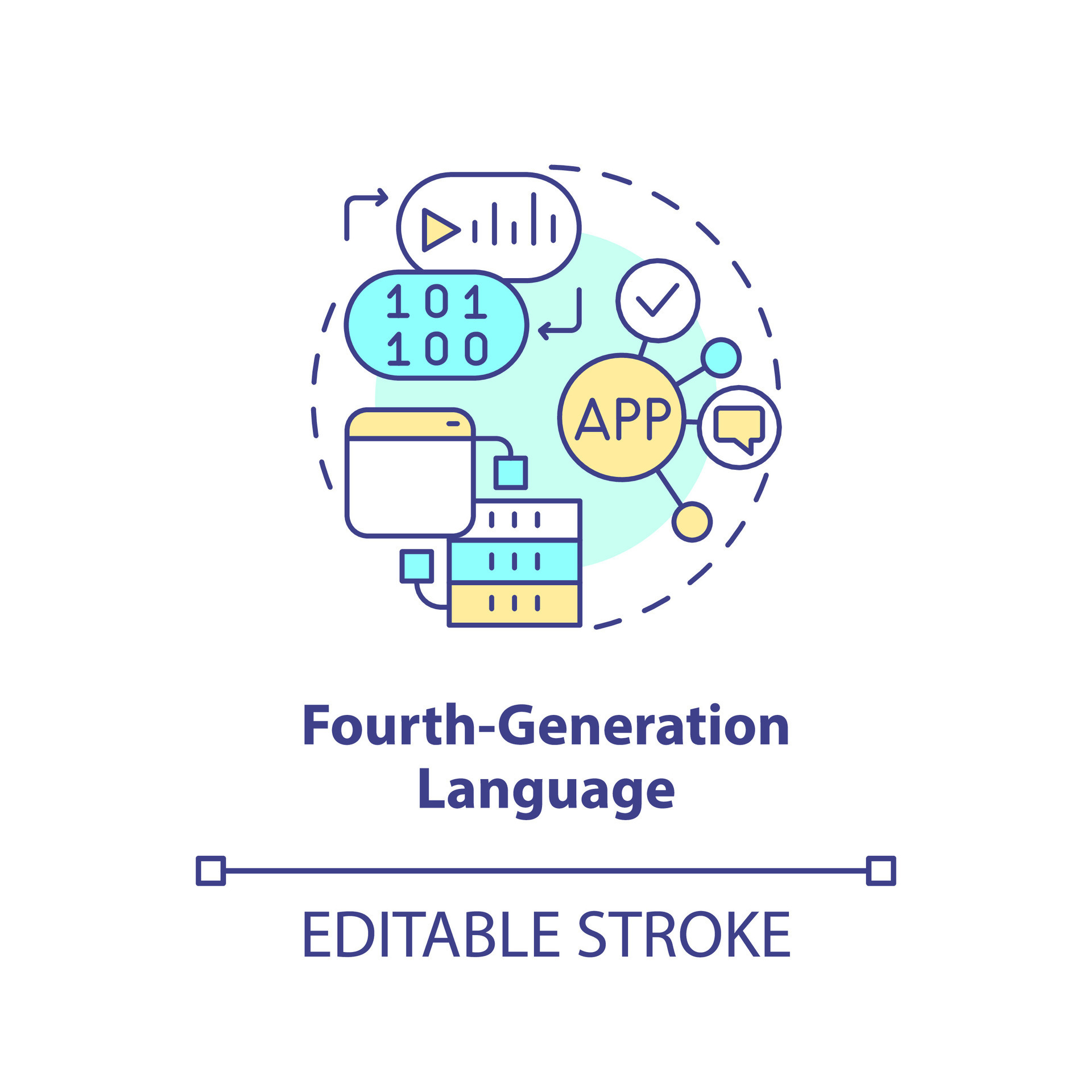 Fourth-generation programming language concept icon. Building for ... Fourth-generation programming language concept icon. Building for ...