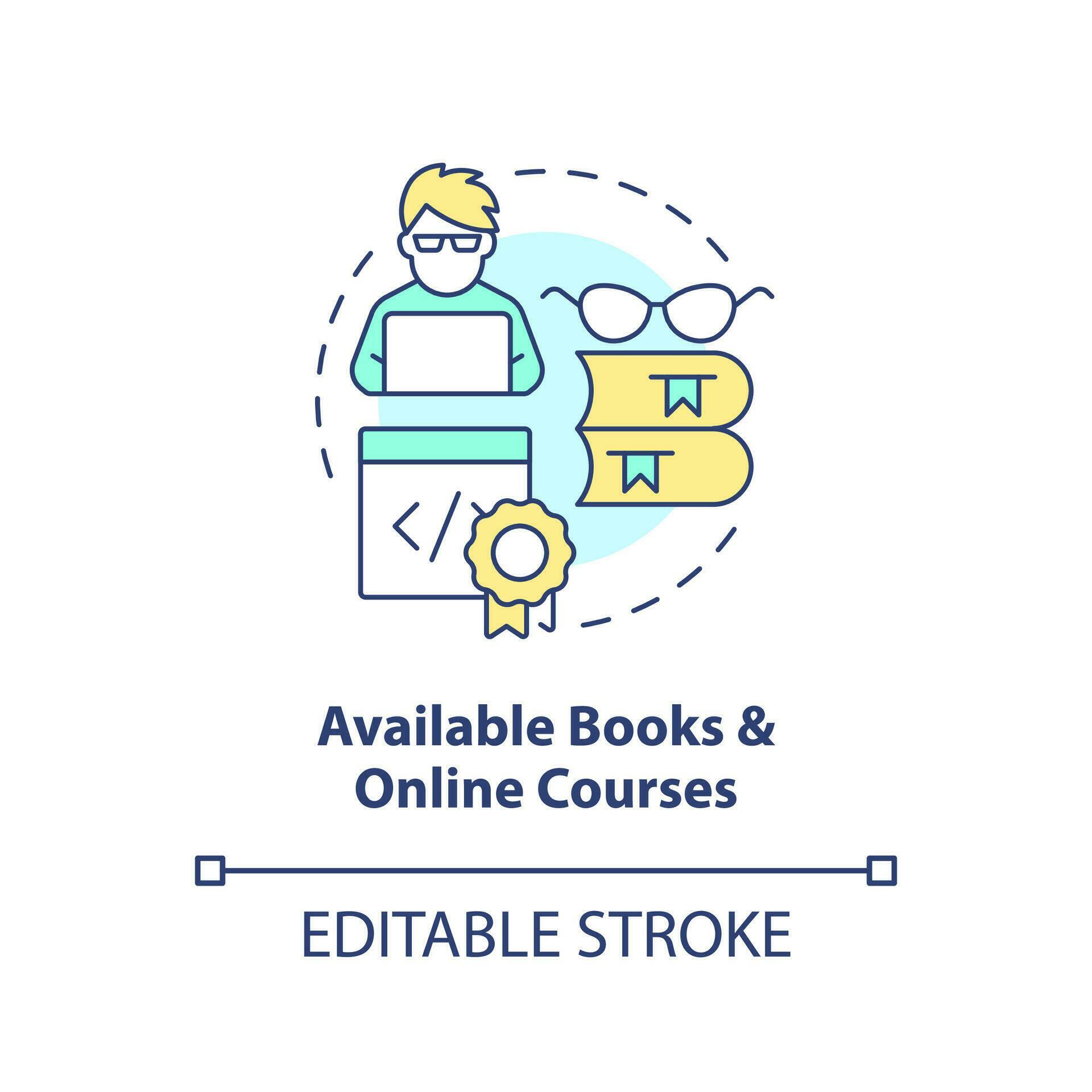 Available books and online courses concept icon. Procedural programming benefit abstract idea ...