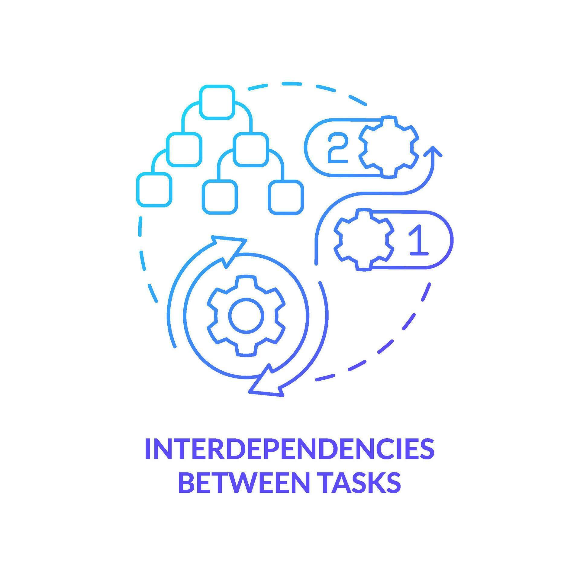 Interdependencies between tasks blue gradient concept icon. Work ...