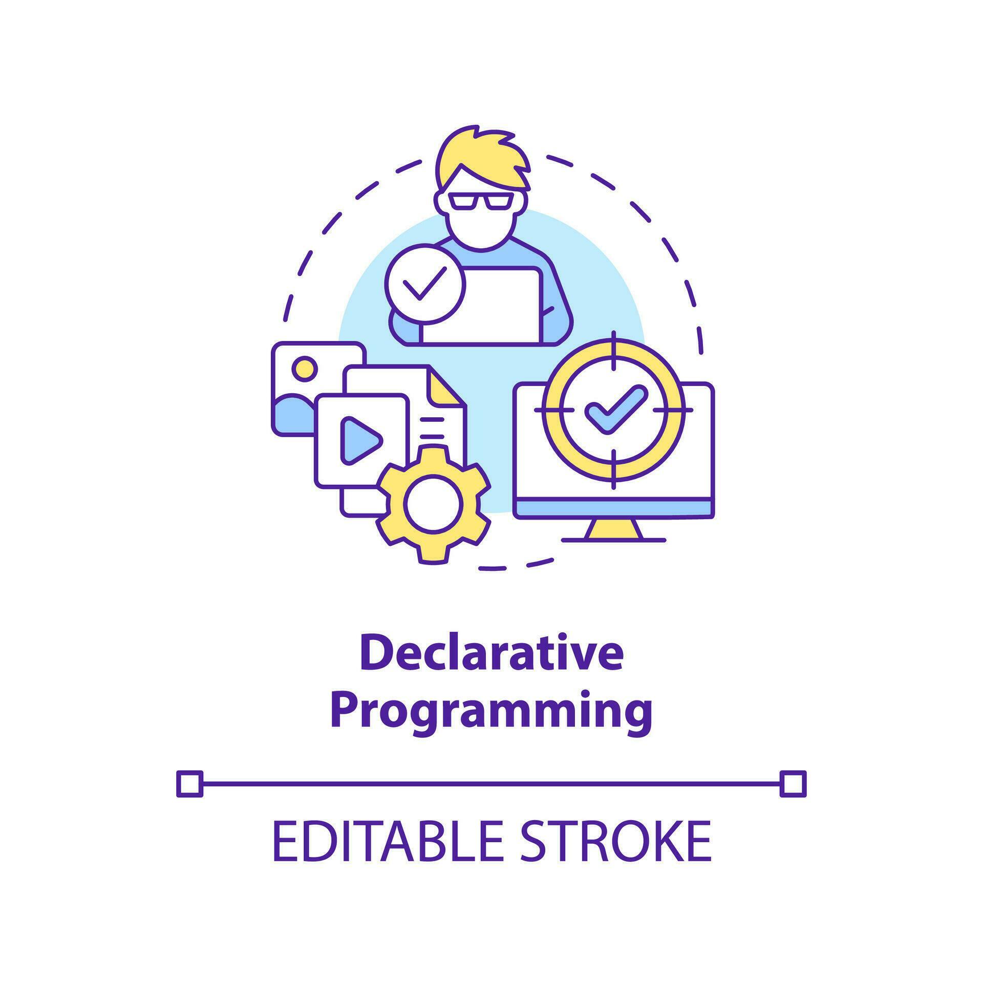 Declarative programming concept icon. Coding paradigm type abstract idea thin line illustration ...