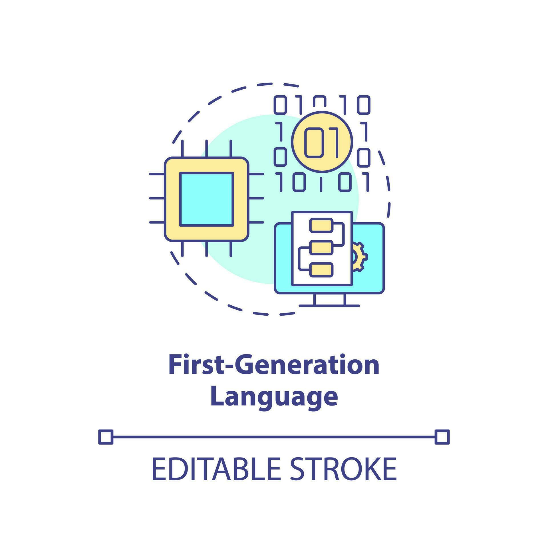 First Generation Programming Language Concept Icon Straight Machine