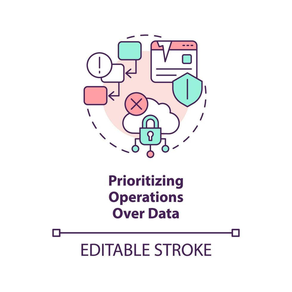 Prioritizing operations over data concept icon. Procedural programming disadvantage abstract ...