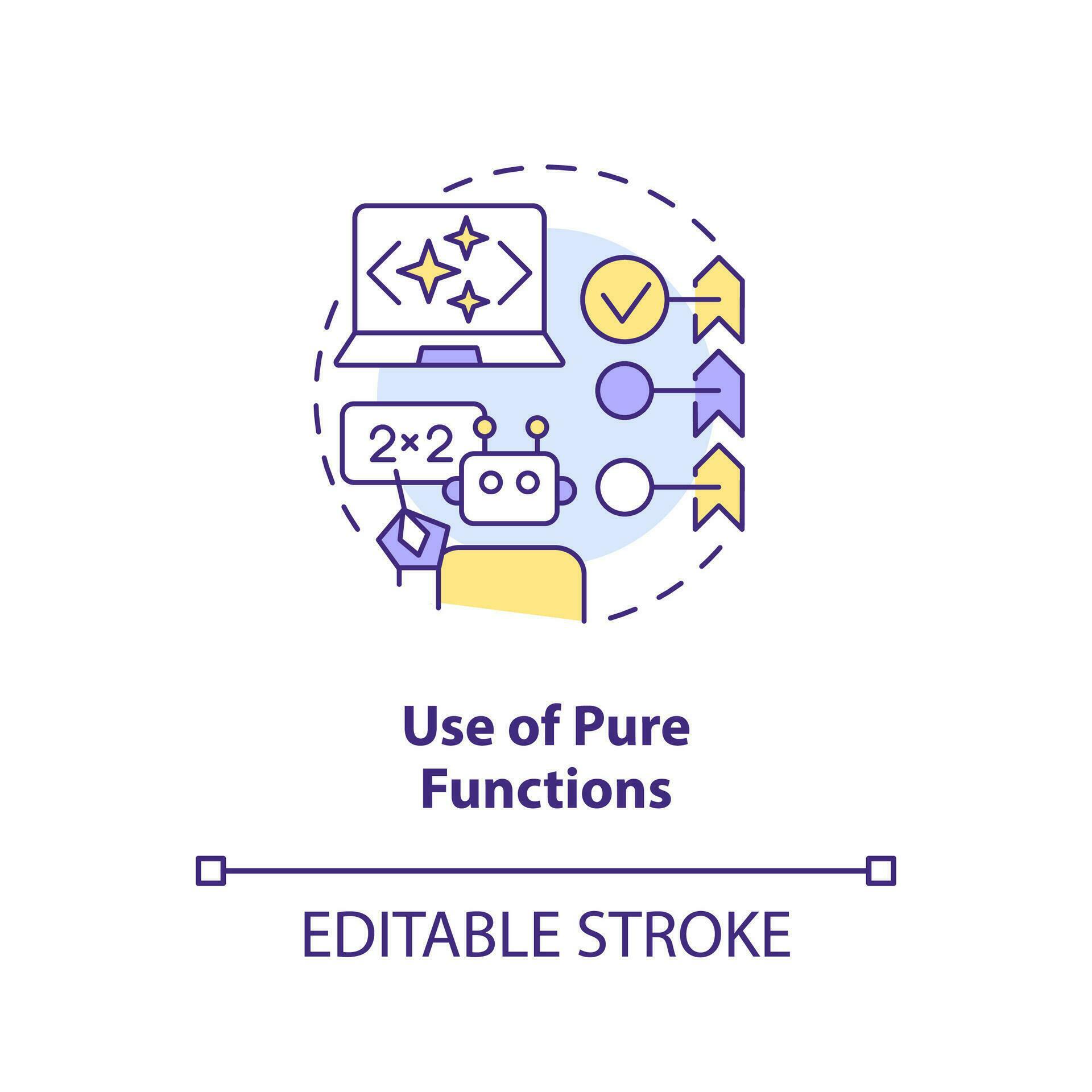 Use of pure functions concept icon. Functional programming abstract ... Use of pure functions concept icon. Functional programming abstract ...